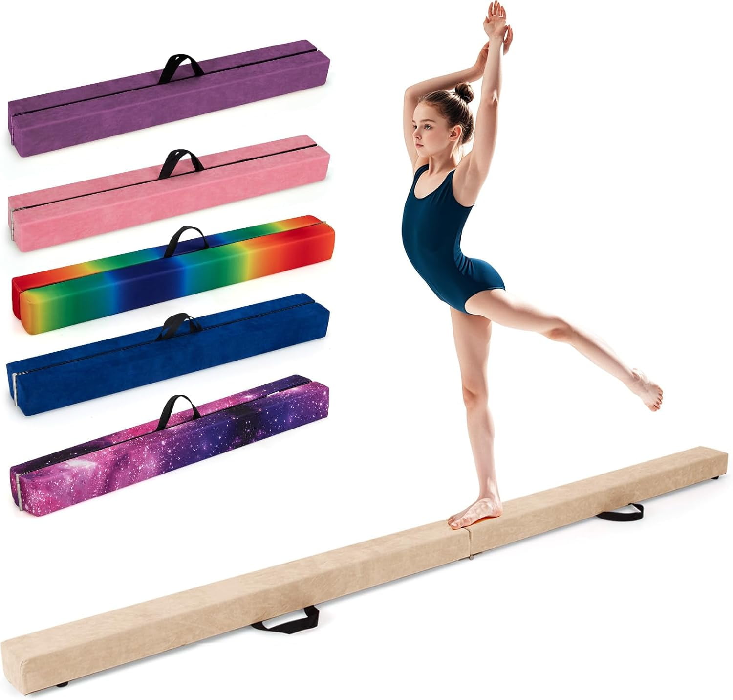 BuySphere 7FT/8FT/9FT Balance Beam, Folding Gymnastics Beam w/Carry ...