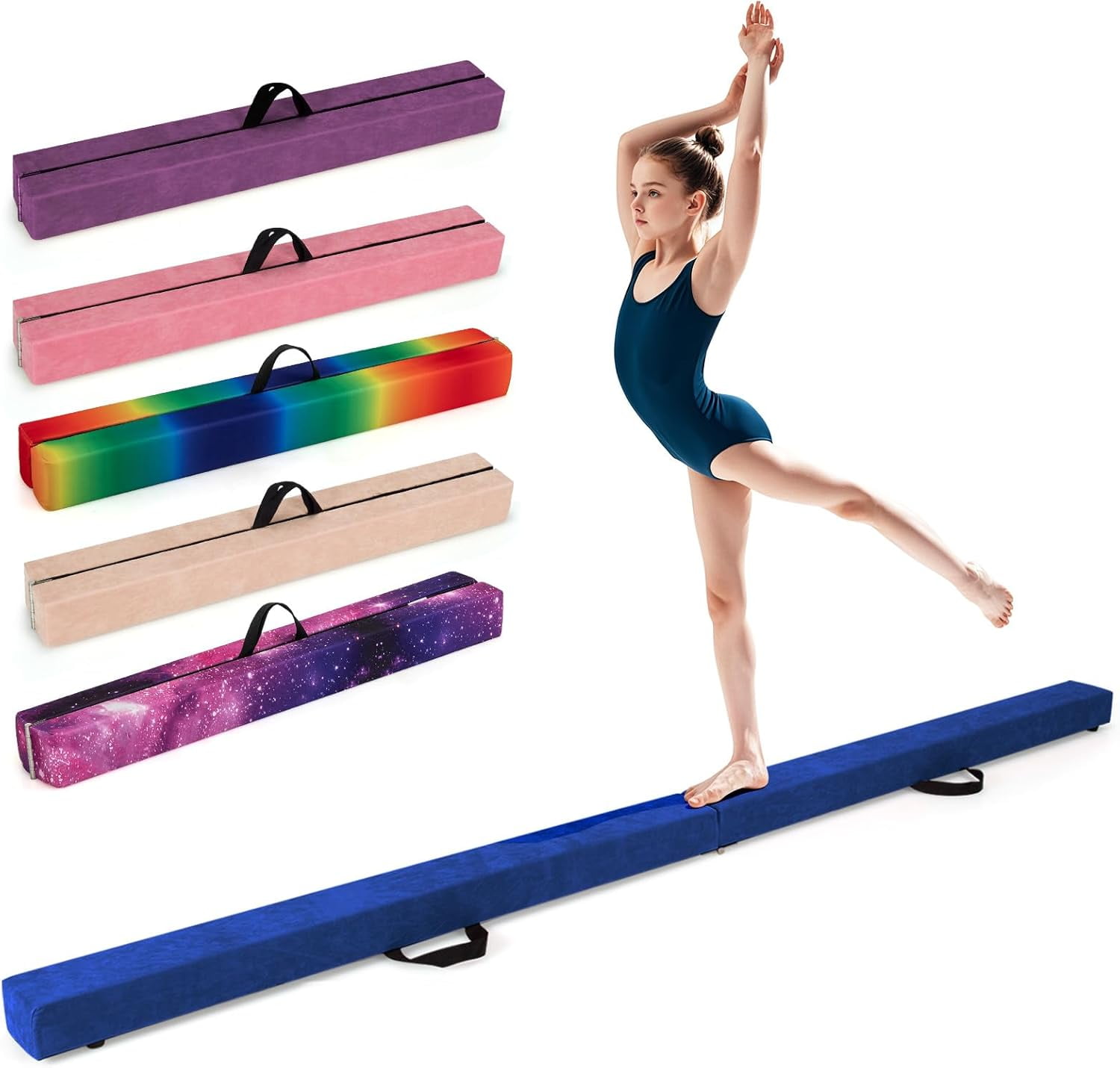 BuySphere 7FT/8FT/9FT Balance Beam, Folding Gymnastics Beam w/Carry ...