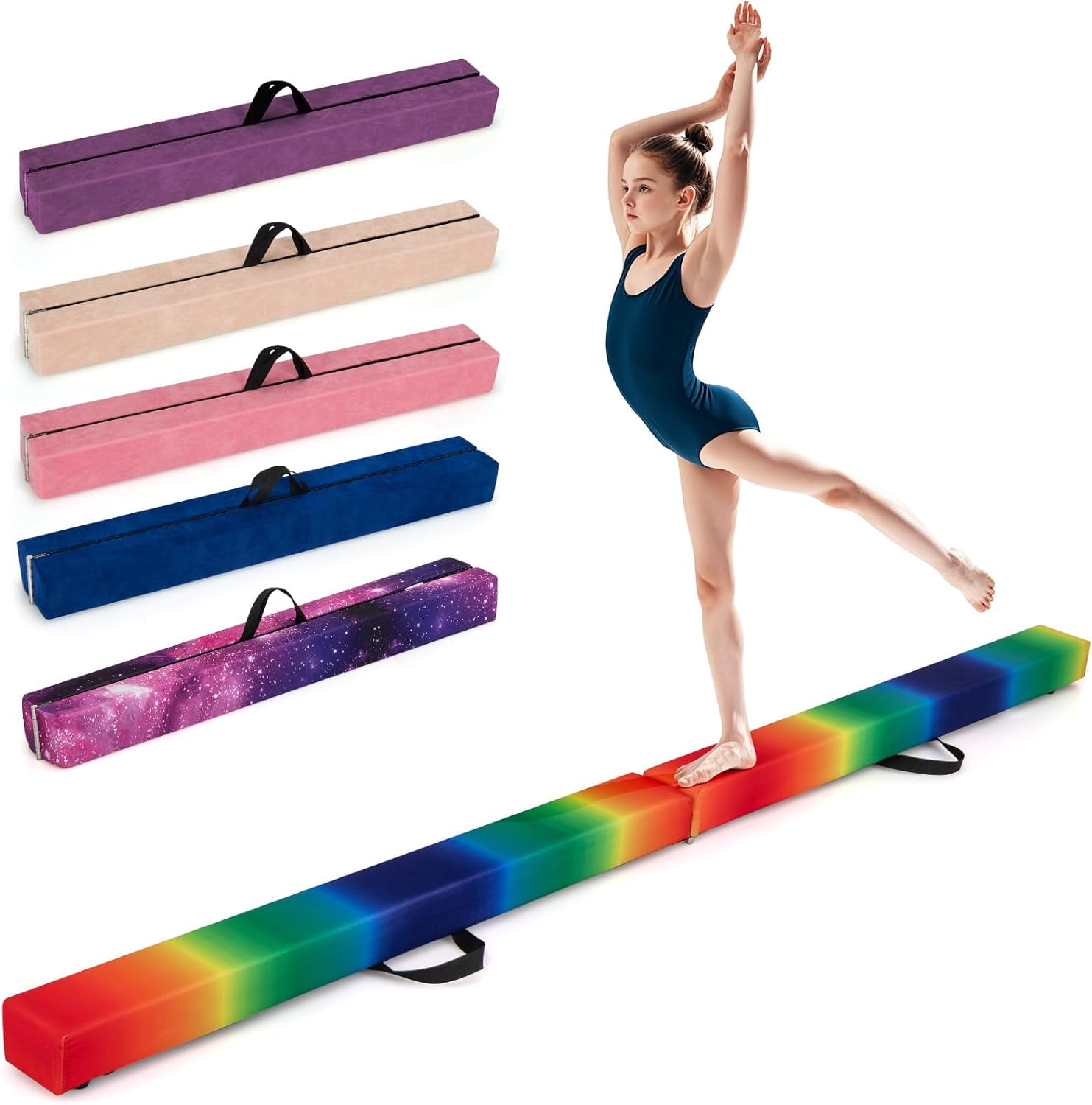 BuySphere 7FT/8FT/9FT Balance Beam, Folding Gymnastics Beam w/Carry ...