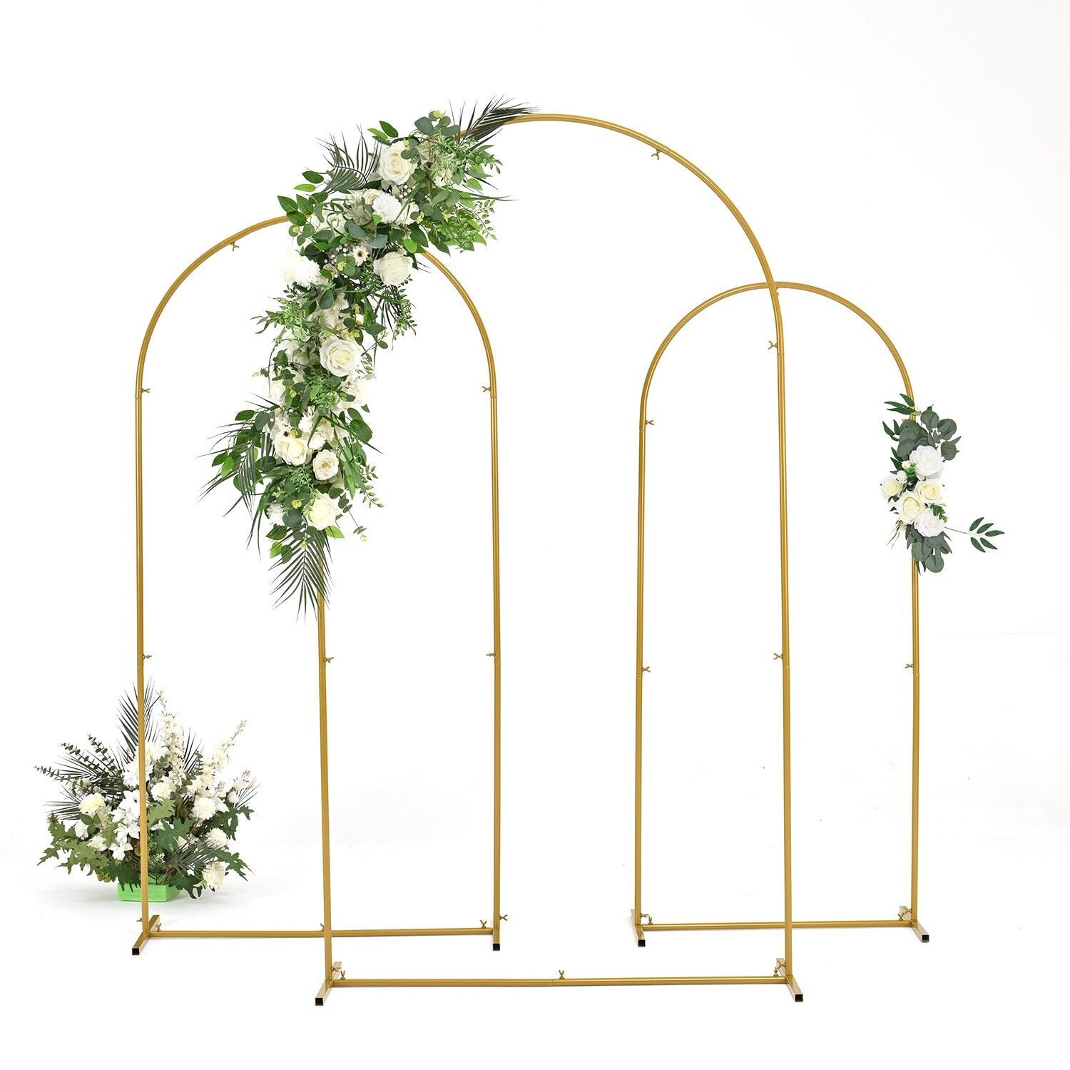 BuySphere Arch Backdrop Stand Set of 3 Gold Wedding Arches for Ceremony ...