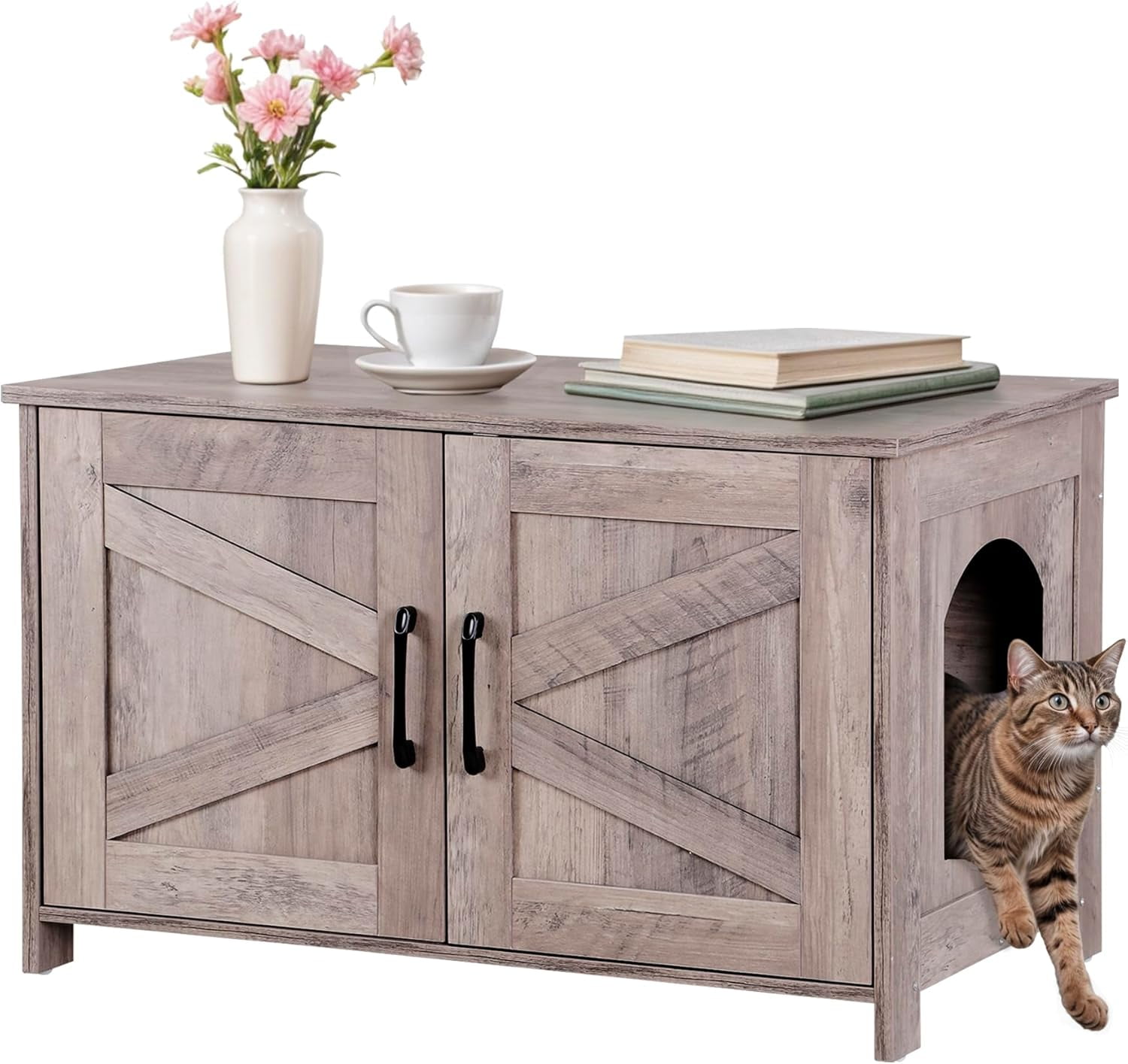 BuySphere Cat Litter Box Enclosure Hidden Kitty Litter Box Furniture ...