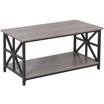 HomGarden Industrial Style Rectangle Wood Coffee Table with Metal ...