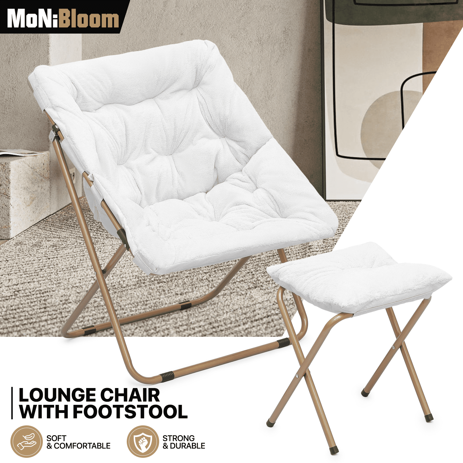 BuySphere Comfy Chair for Adults, Soft Faux Fur Folding Lounge for ...