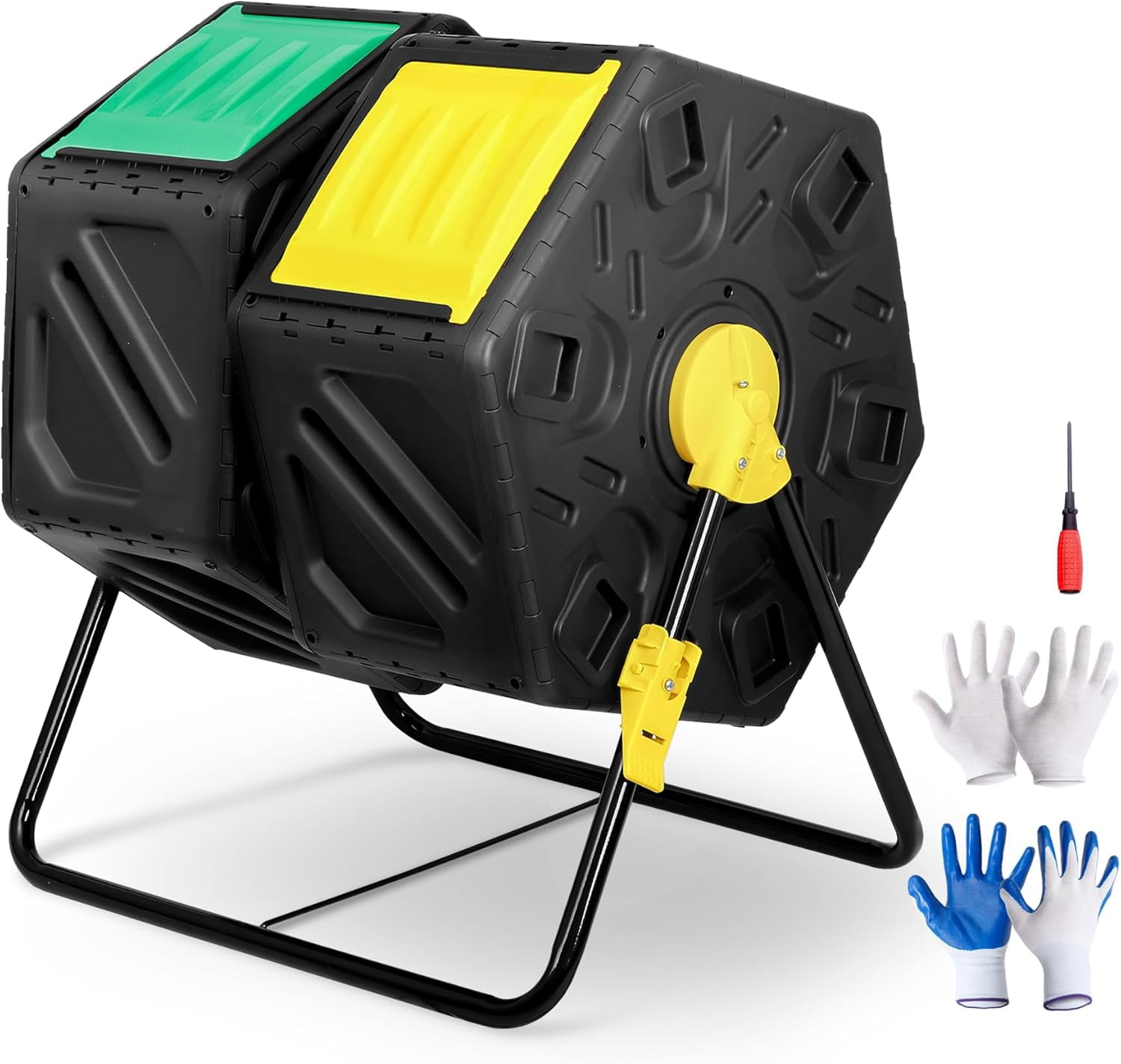 BuySphere Dual Chamber Compost Tumbler for Garden and Outdoor, 37 ...