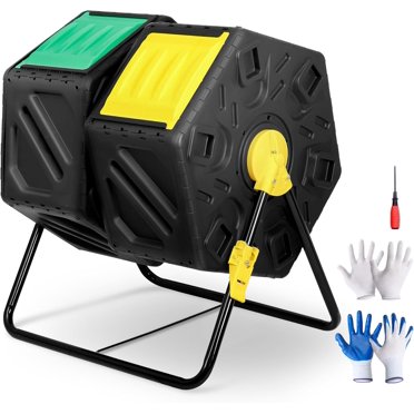 Jora Composter Outdoor, 70 Gallon, Steel, Dual Chamber, Tumble Compost ...