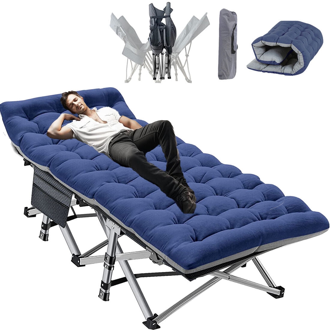 BuySphere Folding Camping Cot with Mattress, 2 Pack Heavy Duty Folding ...