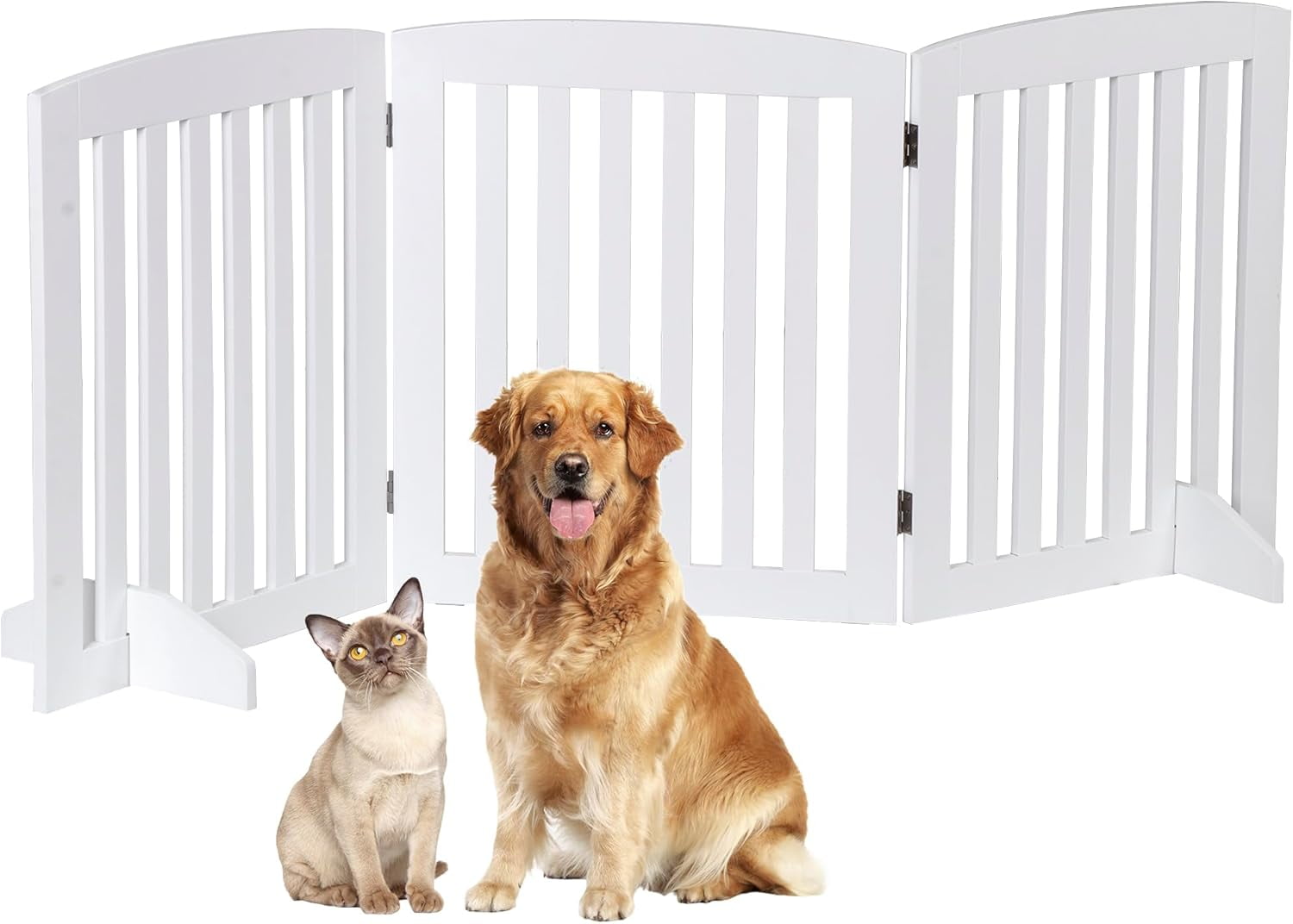 BuySphere Freestanding Pet Dog Gate 24 Inch Foldable Dog Fence Indoor 3 ...