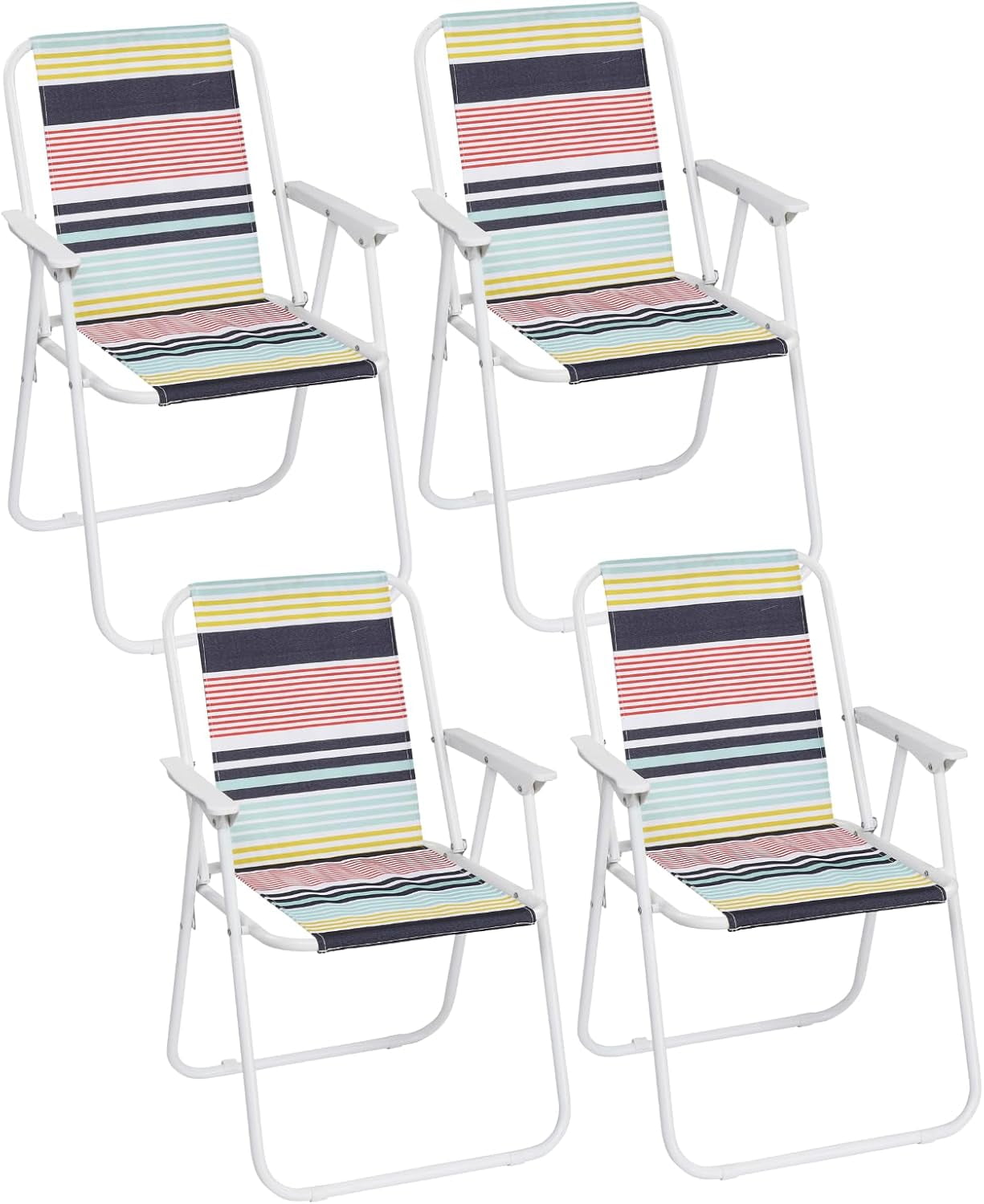 BuySphere Lightweight Folding Beach Chair, Portable Arm Chair with High ...