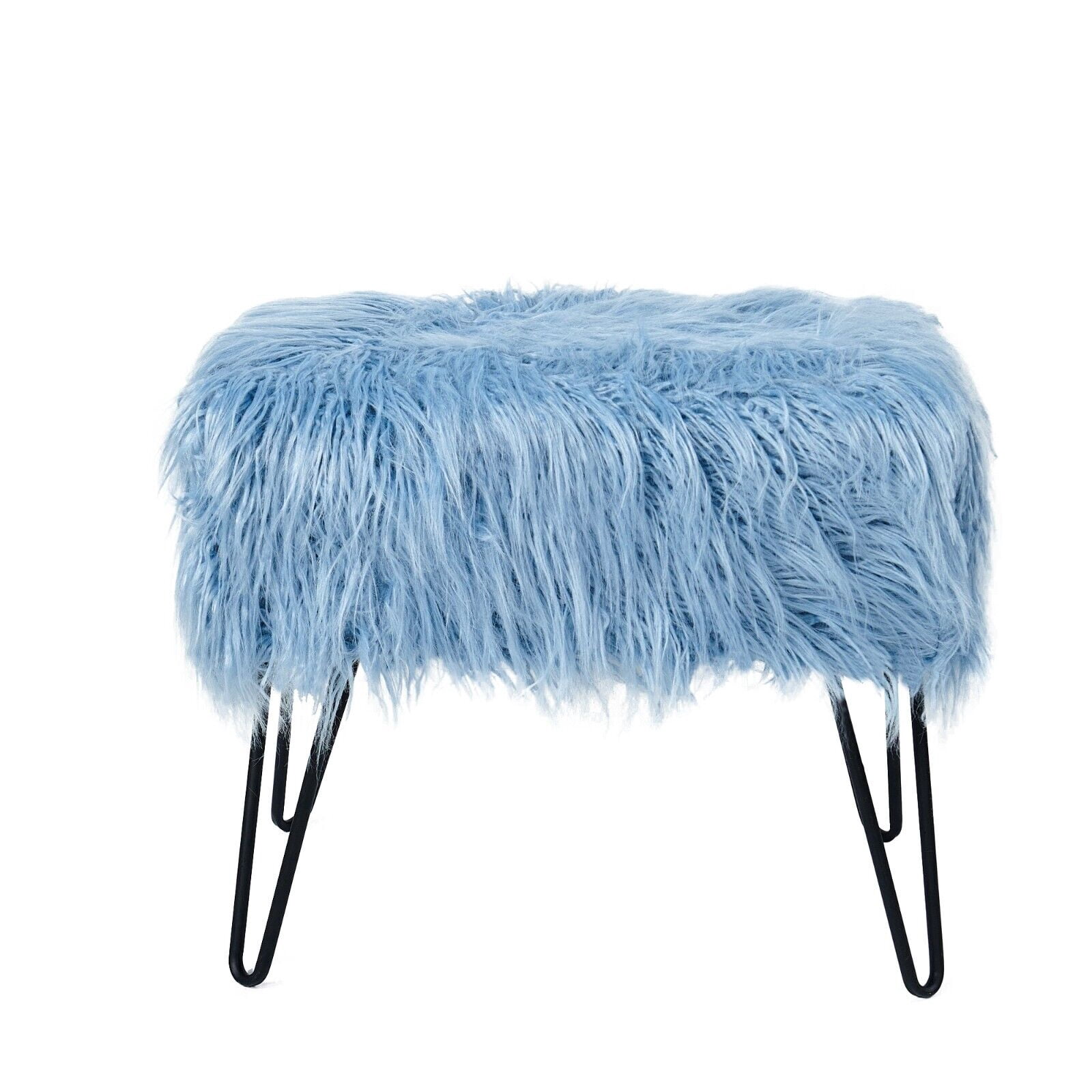 BuySphere Mongolian Faux Fur Ottoman, Antique White, 19'' x 13'' x 17 ...