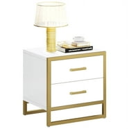 Maklaine 22" Square Modern Metal Nightstand in Brown/Black Finish ...