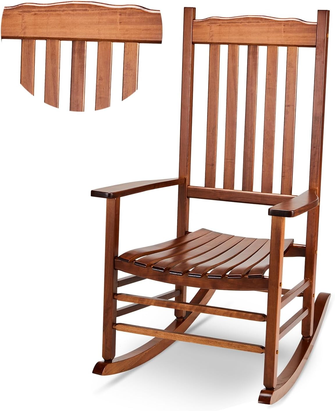 BuySphere Outdoor Rocking Chair, Solid Wood High Back Rocker, All ...