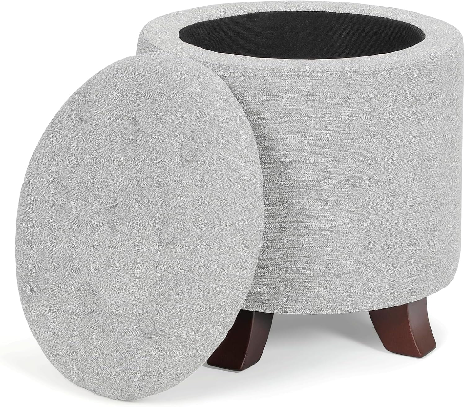 BuySphere Round Ottoman with Storage, Small Foot Rest Stool with Legs ...