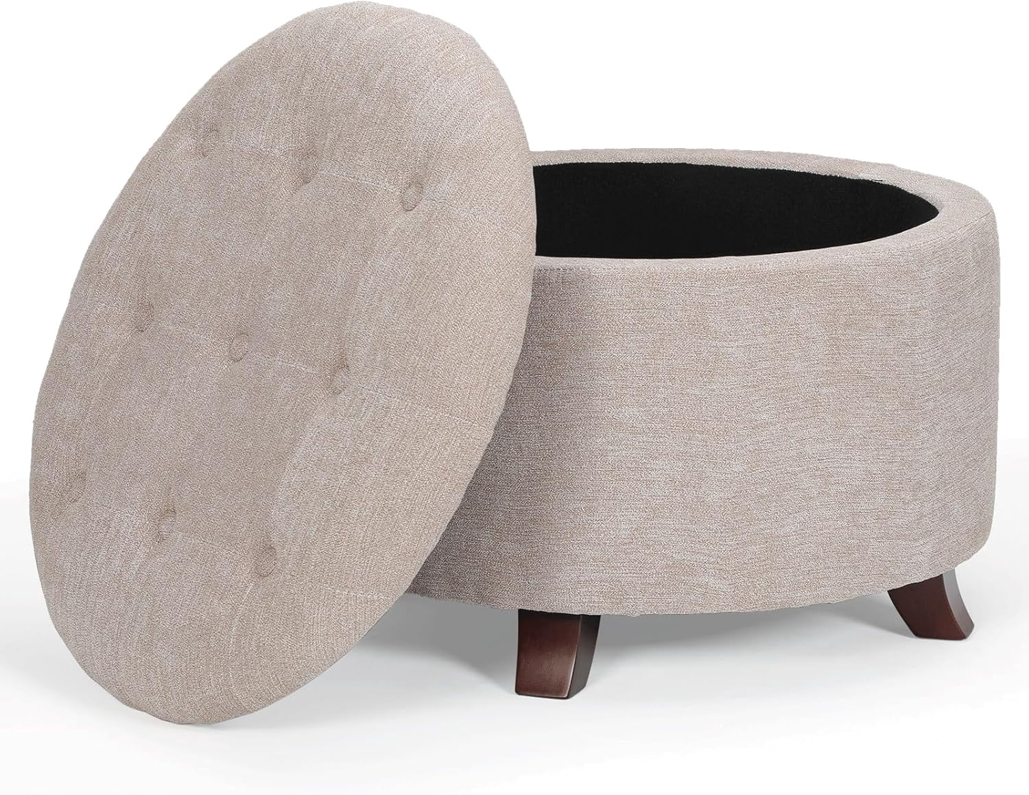 BuySphere Round Ottoman with Storage, Small Foot Rest Stool with Legs ...