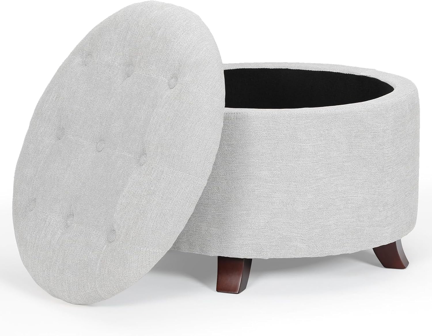 BuySphere Round Ottoman with Storage, Small Foot Rest Stool with Legs ...