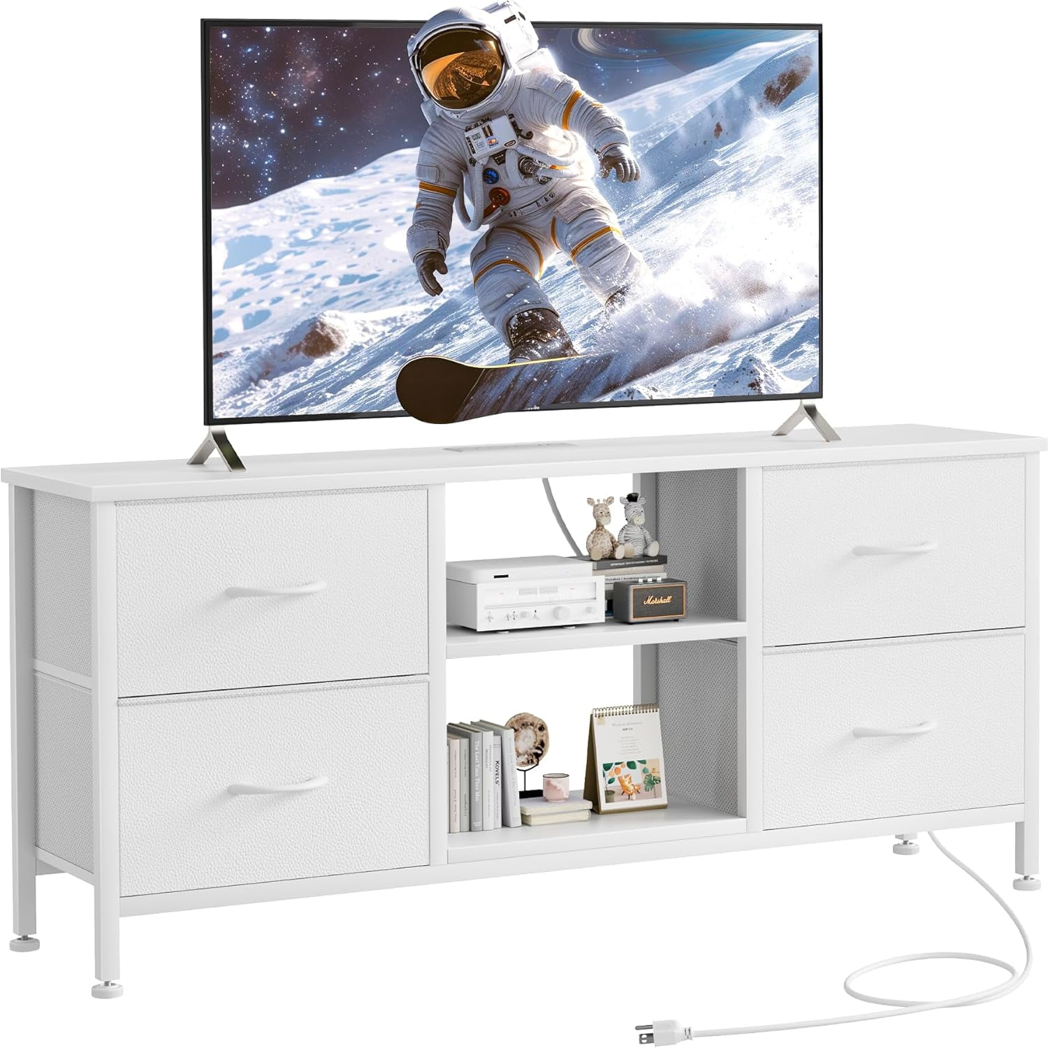 BuySphere TV Stand Dresser for Bedroom with Power Outlet & Open Shelf ...