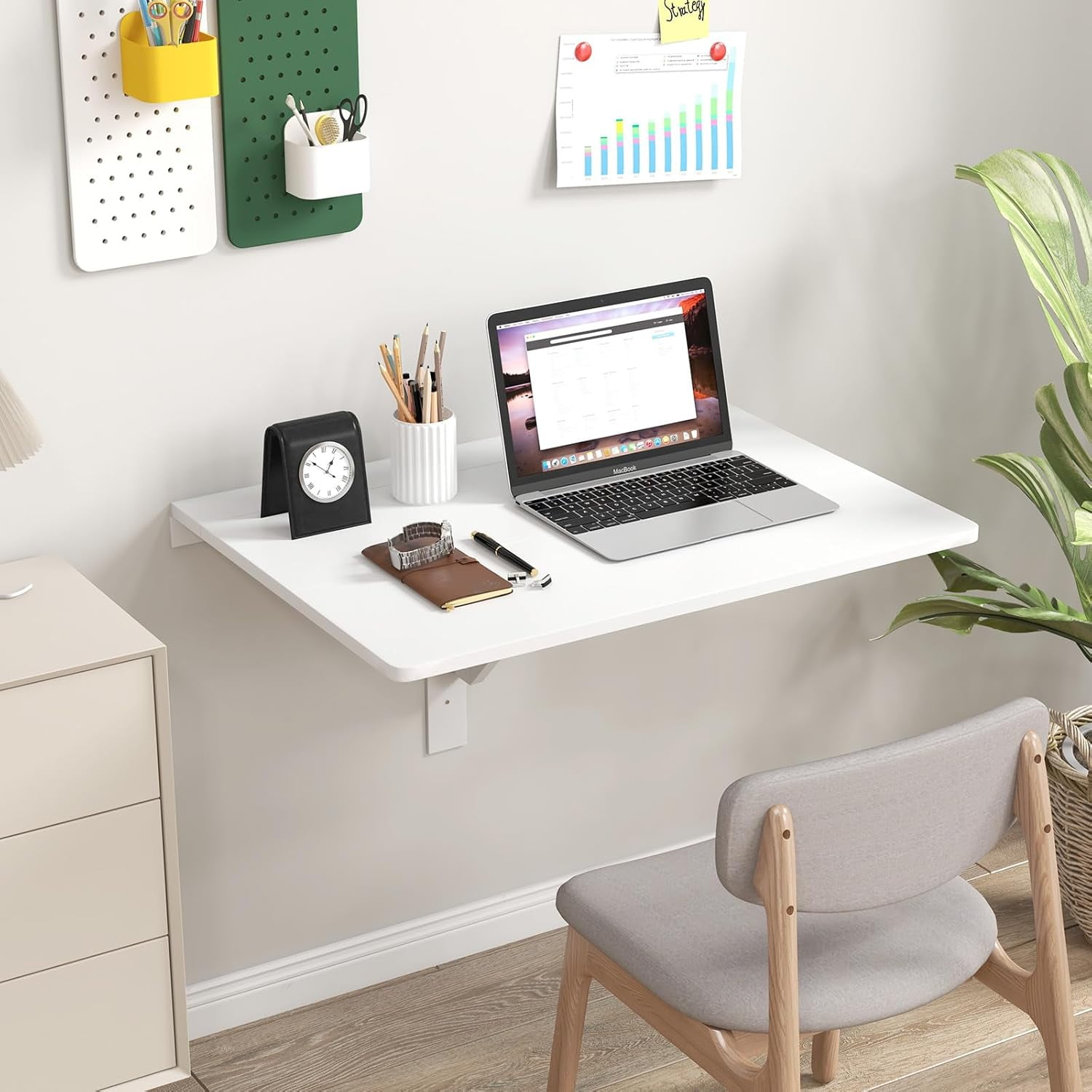 BuySphere Wall Mounted Folding Table, 31.5" x 23.5" Floating Desk for ...