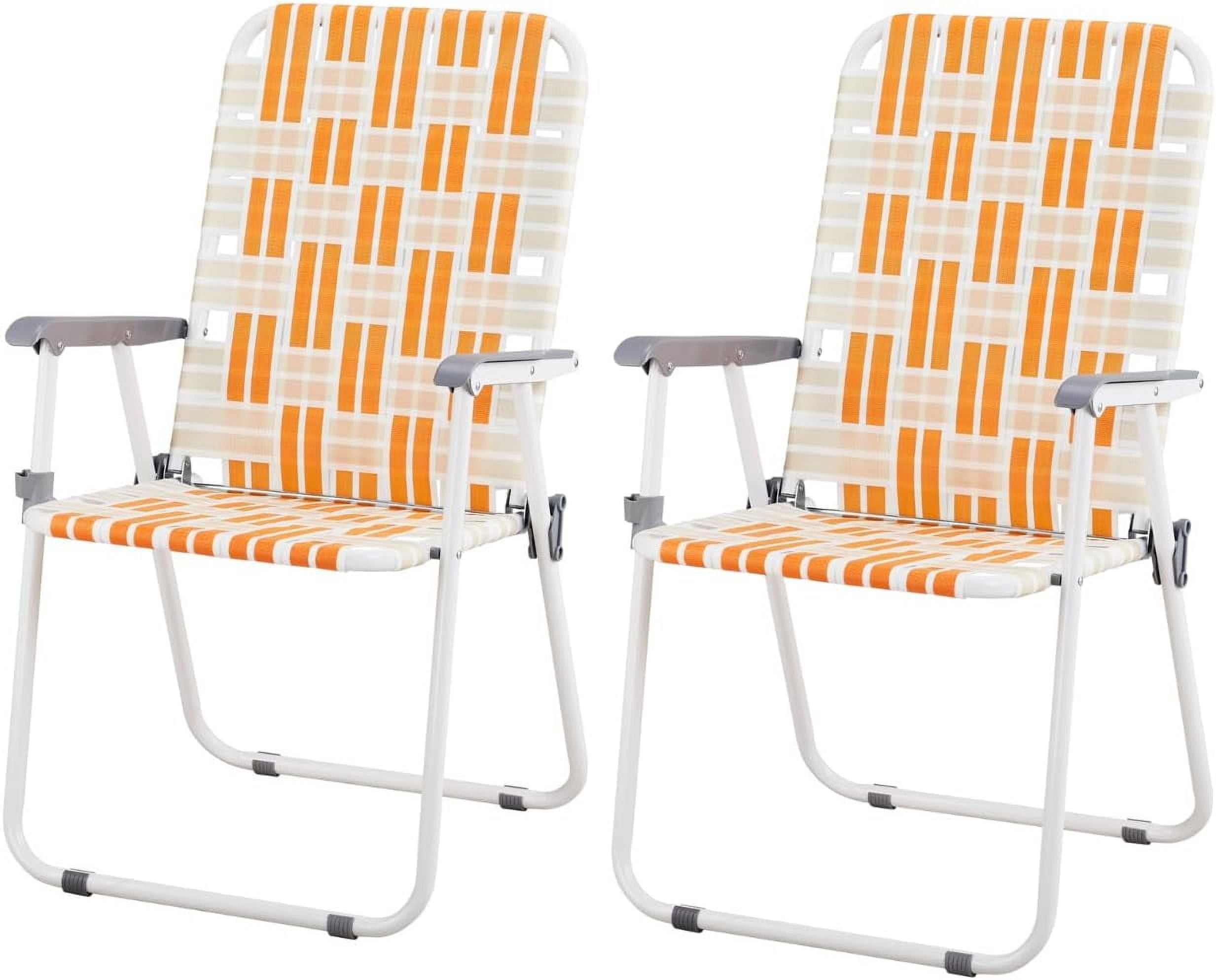BuySphere Webbed Lawn Chairs Set of 2, Foldable Metal Patio Chairs ...
