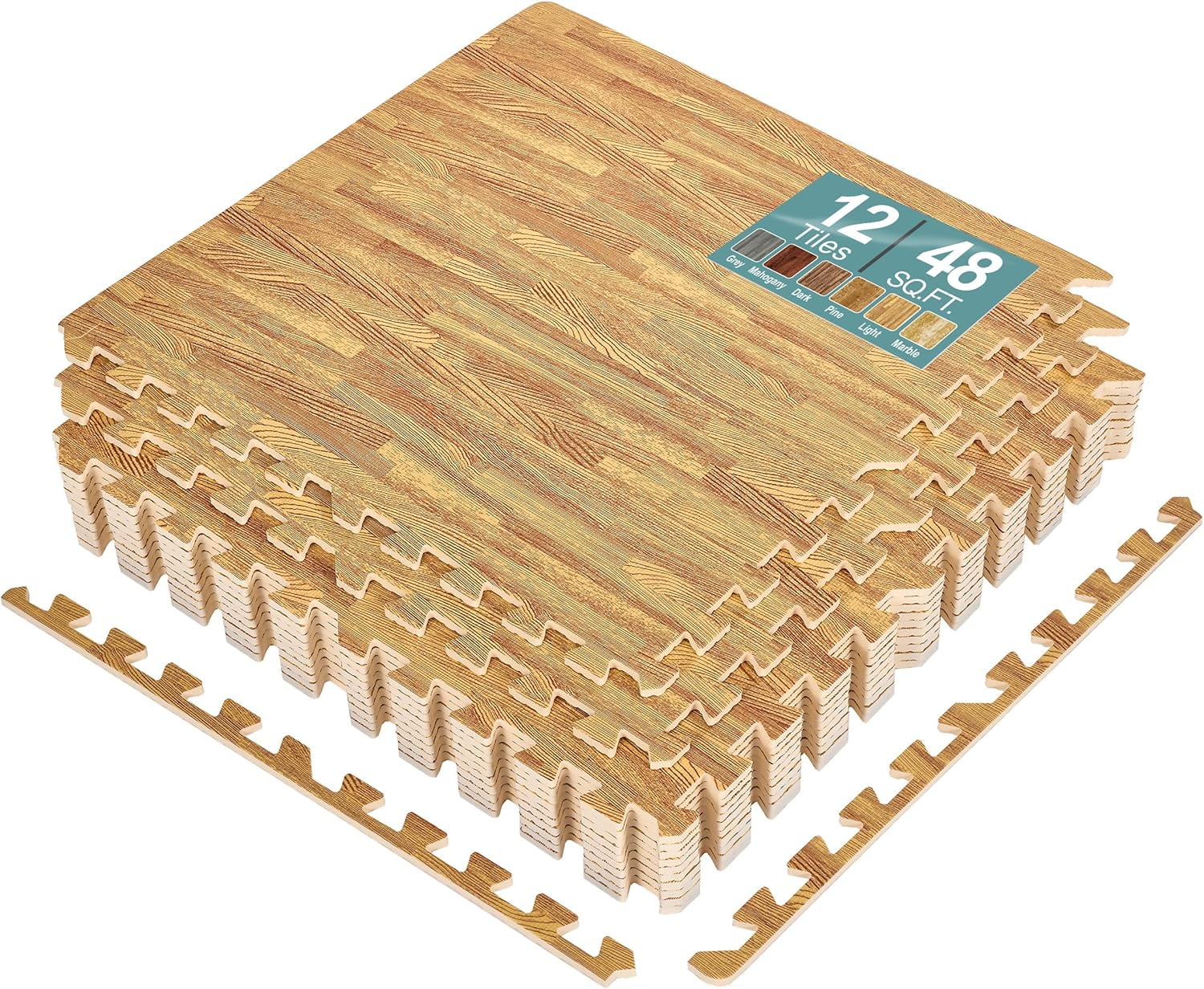 BuySphere Wood Floor Mats Foam Interlocking Wood Mats Each Tile 4 ...