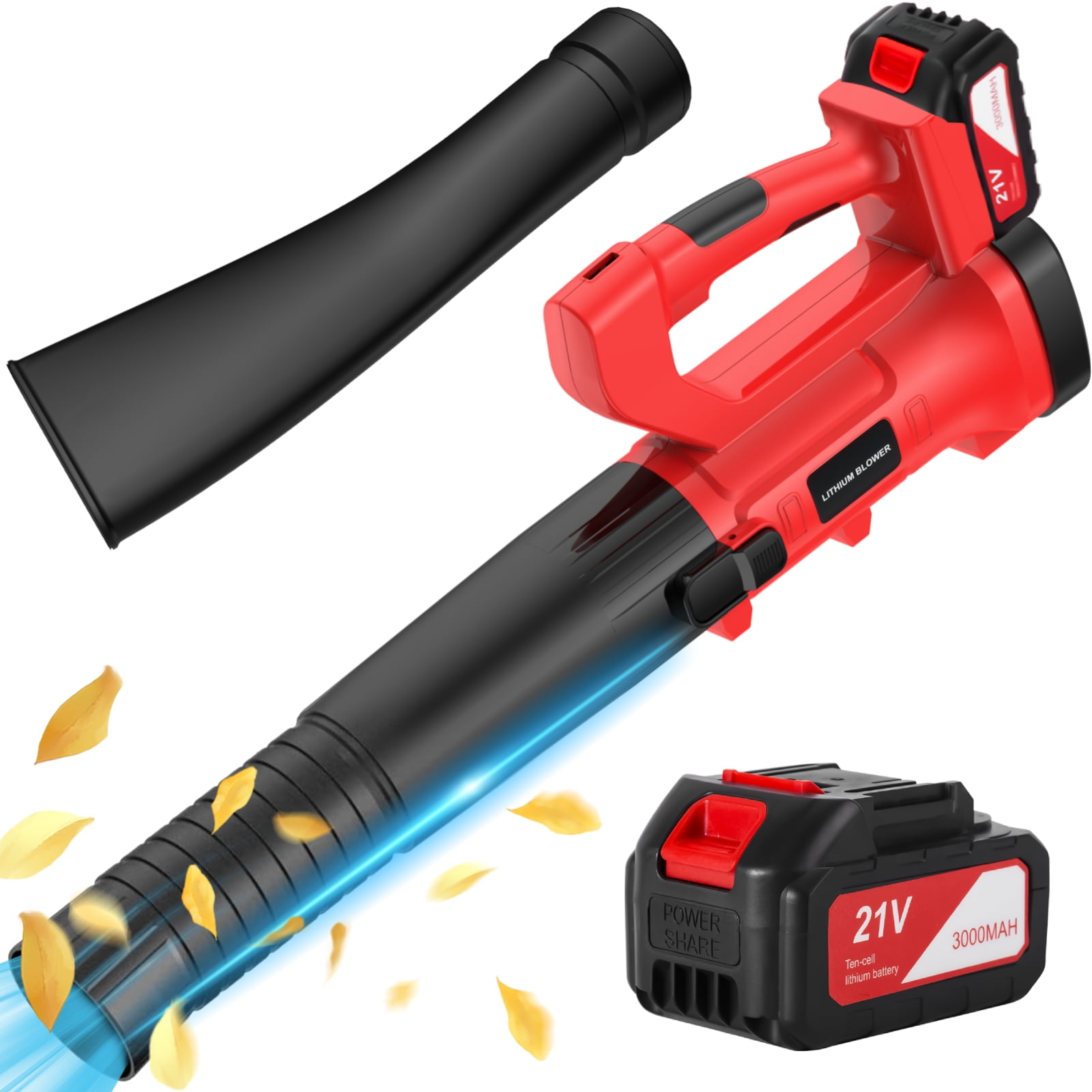 BuyWeek 21V 6-Speed Cordless Leaf Blower, Industrial Grade Portable ...