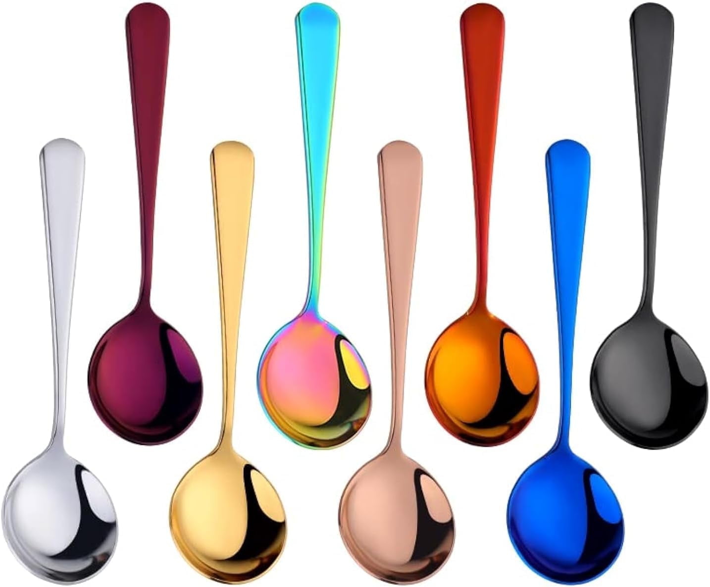 Buyer Star Round Soup Spoons, 8-Piece Stainless Steel Bouillon Spoons ...