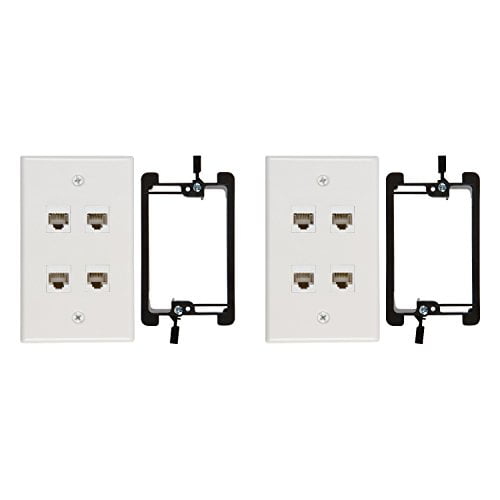 Buyer's Point 4 Port Cat6 Wall Plate, Female-Female White with Single ...