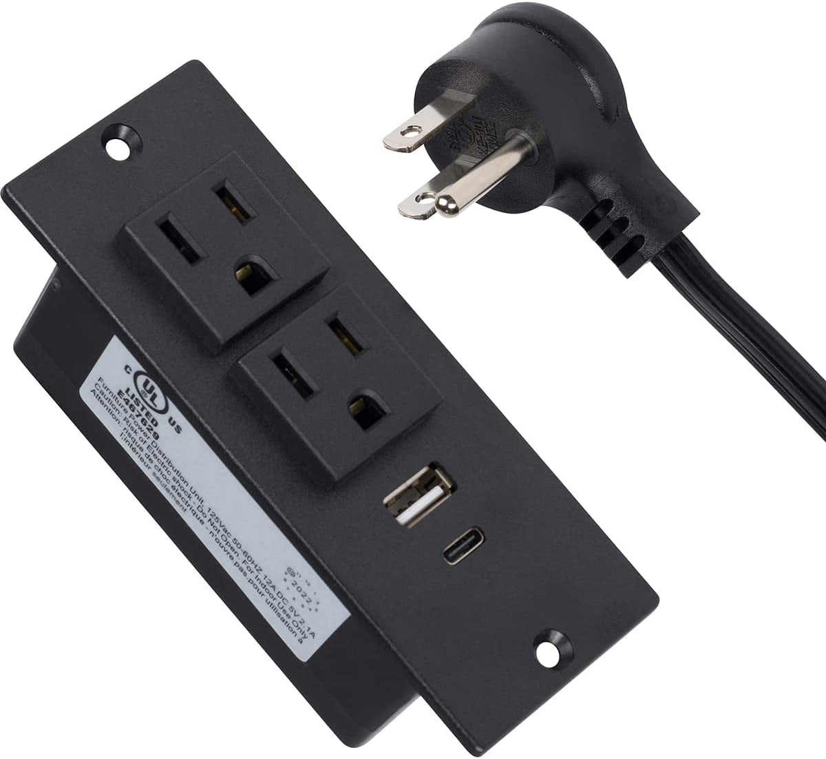 Buyer's Point Recessed Power Strip w/USB C, Furniture Recessed Outlet ...