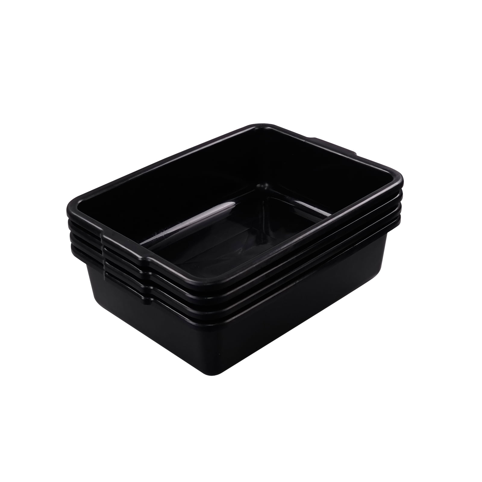 Buyitt 4-Pack 24 L Commercial Bus Box, Plastic Utility Bus Tubs, Black ...