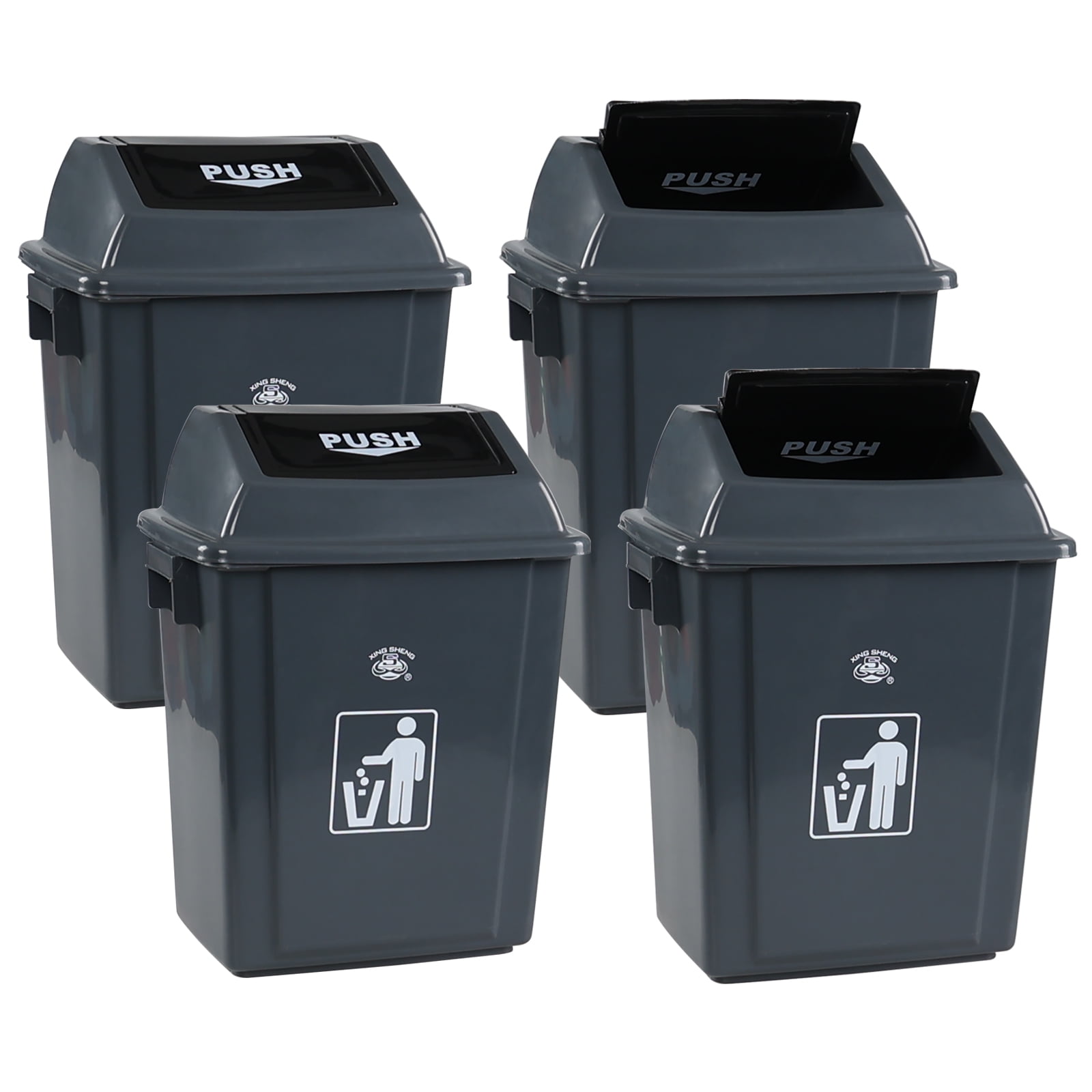 Buyitt 4 Packs Medium Garbage Bin with Lid, Plastic Kitchen Waste Bin ...