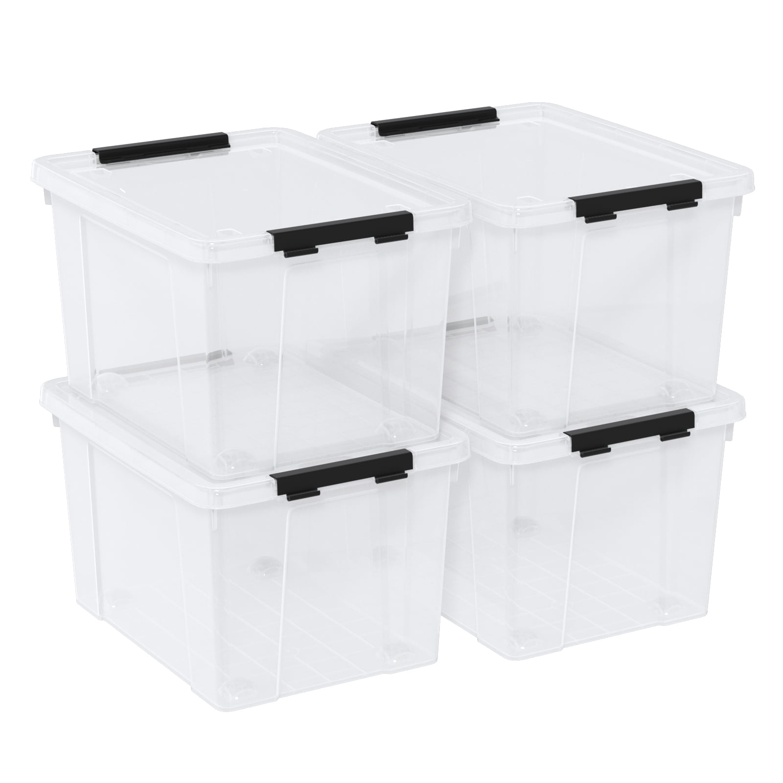 Buyitt 40 Quart Clear Storage Containers with Wheels, Set of 4 Plastic ...