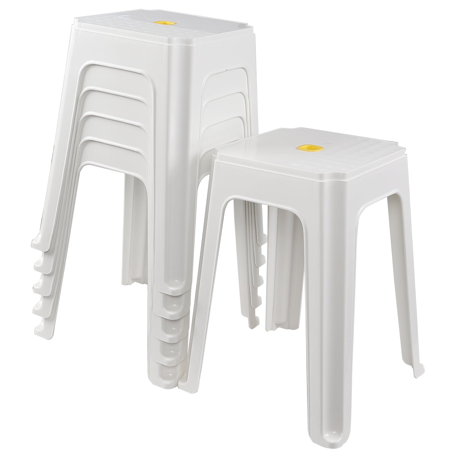 Buyitt 6-Pack White Stack Stools, Stacking Set-Stackable Nesting Stools ...