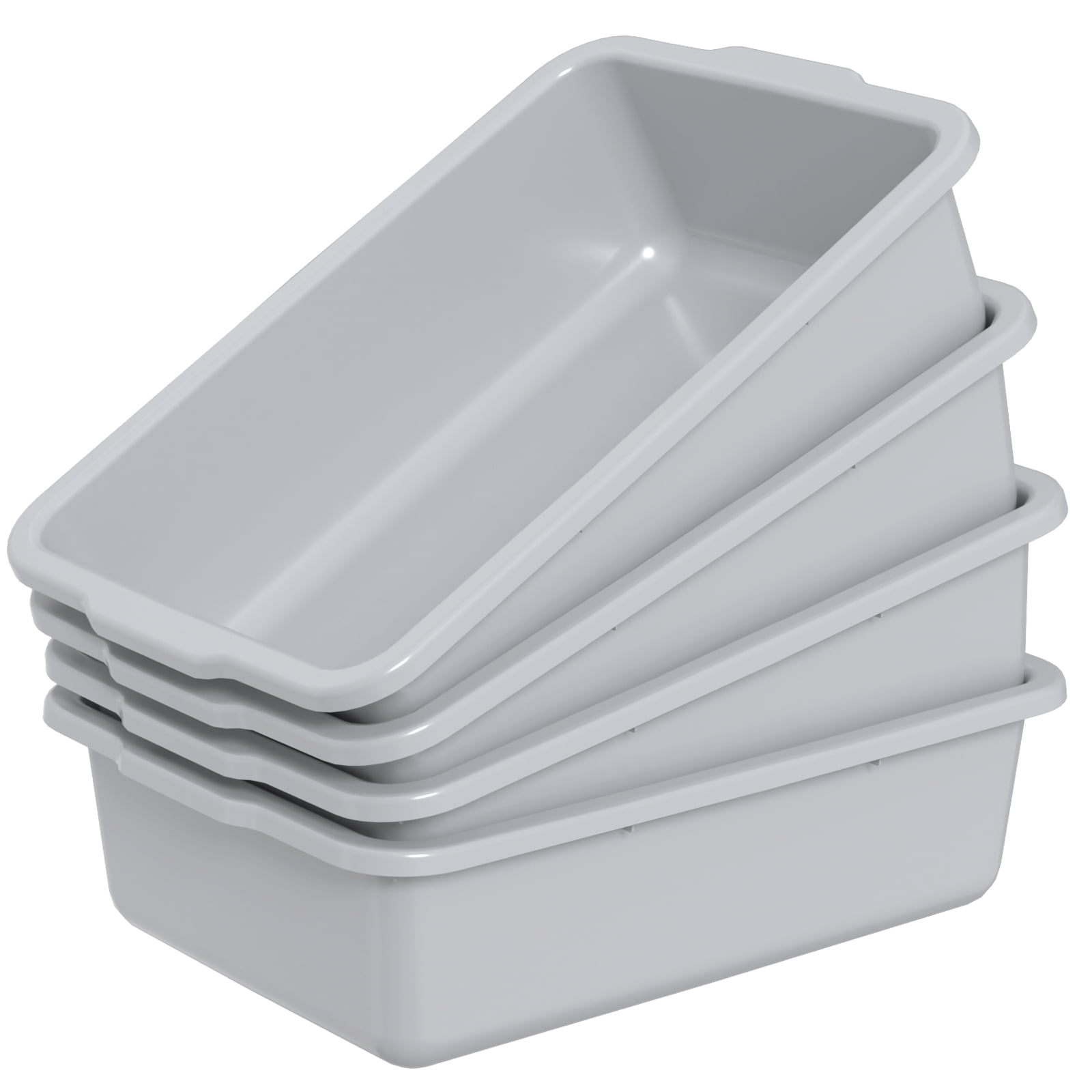 Buyitt Set of 4 Gray Food Service Bus Tubs, 32 L Plastic Commercial ...