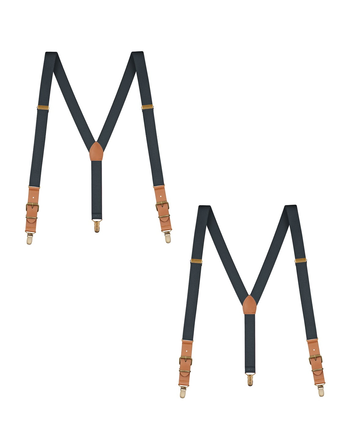Buyless Fashion Leather End 2 Pack Suspenders for Men - 48" Elastic ...