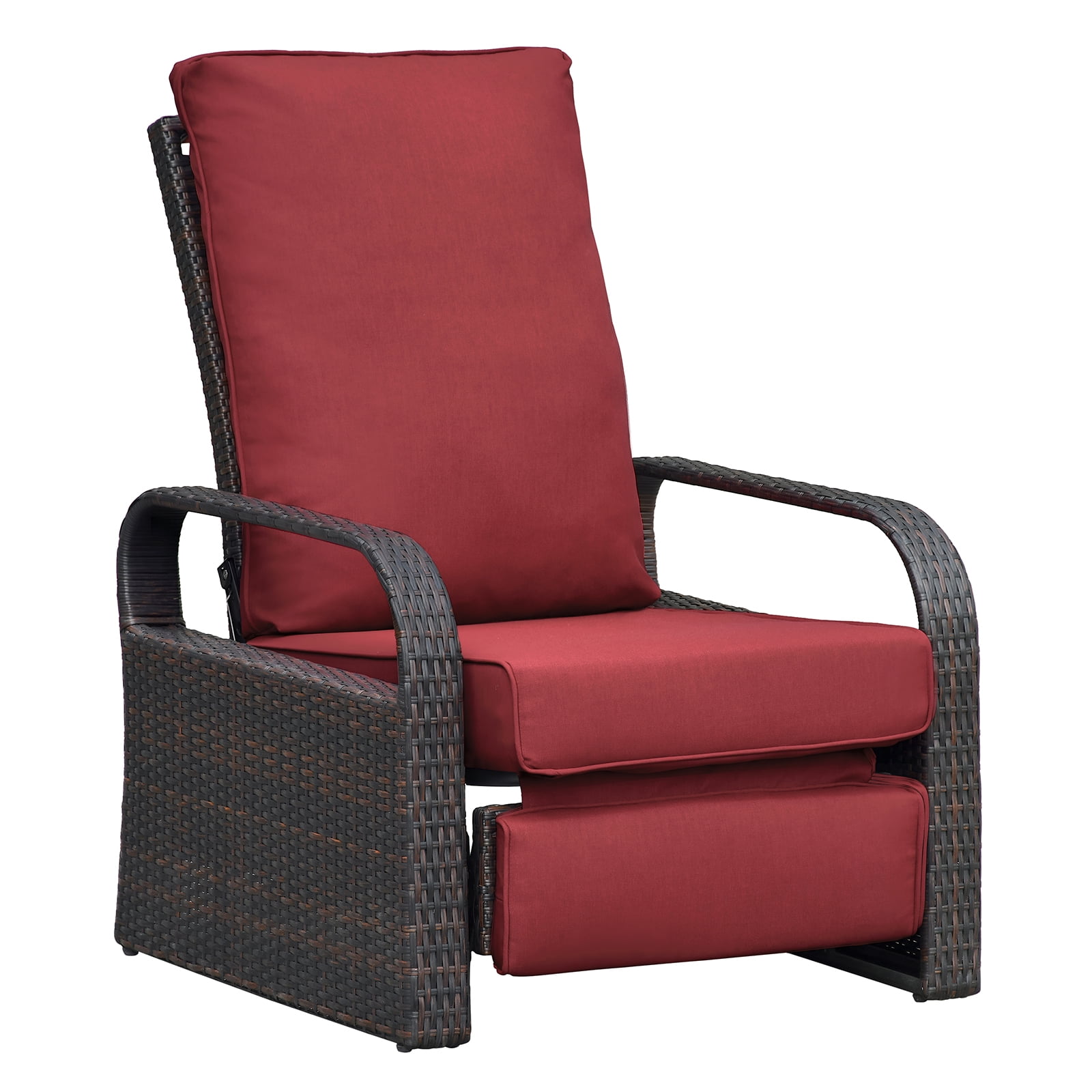 Buytoshop Adjustable Wicker Rattan Recliner Chair with Cushion,for ...