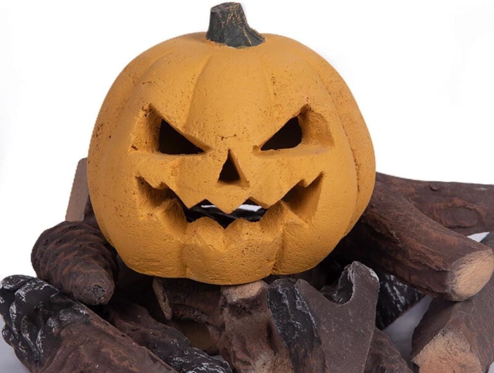 Buytoshop Faux Pumpkin Gas Log, Ceramic Fire Logs for Outdoor Fireplace ...