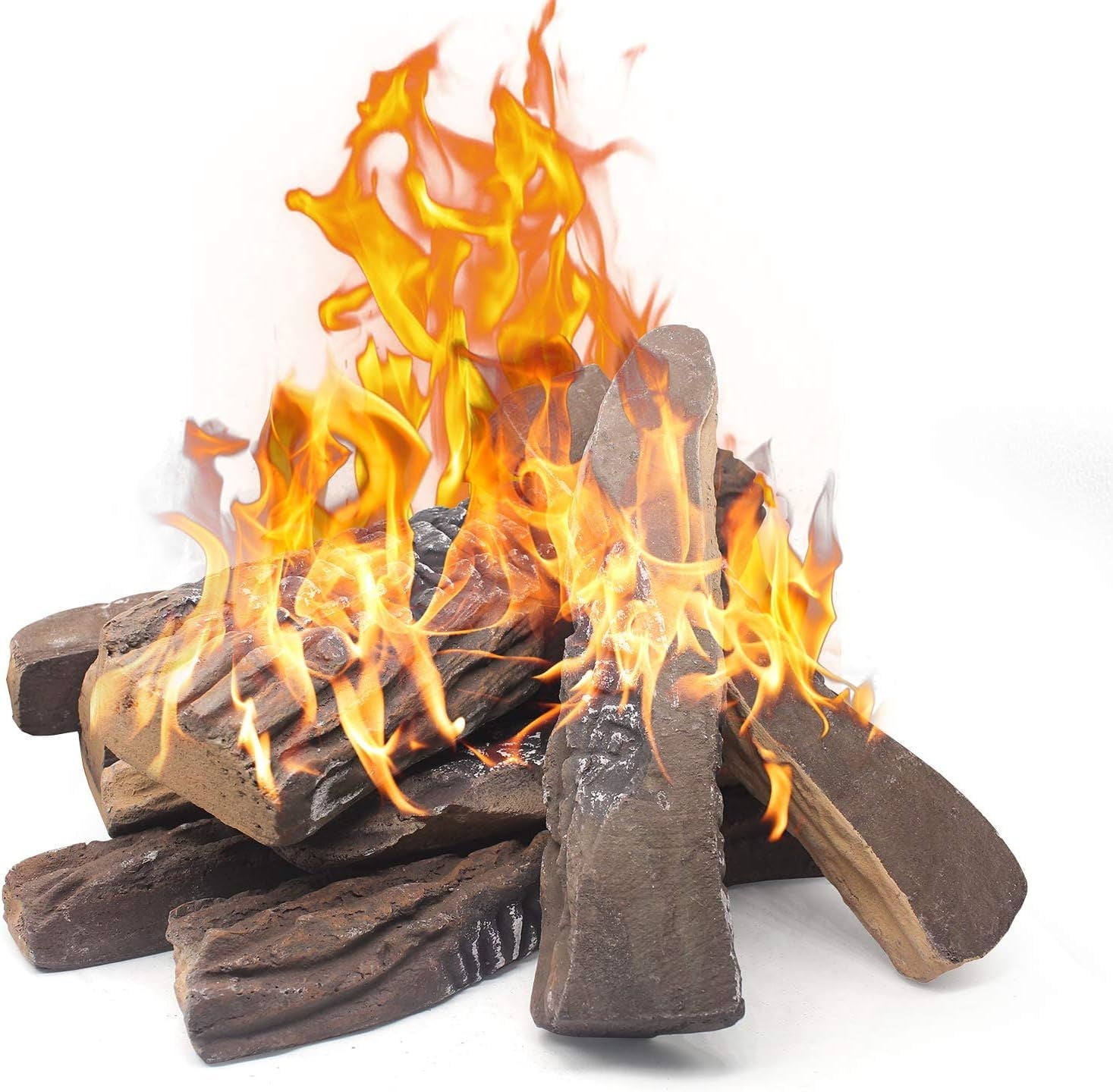 Buytoshop Gas Fireplace Logs,10pcs Large Faux Firepit Logs, Decorative ...