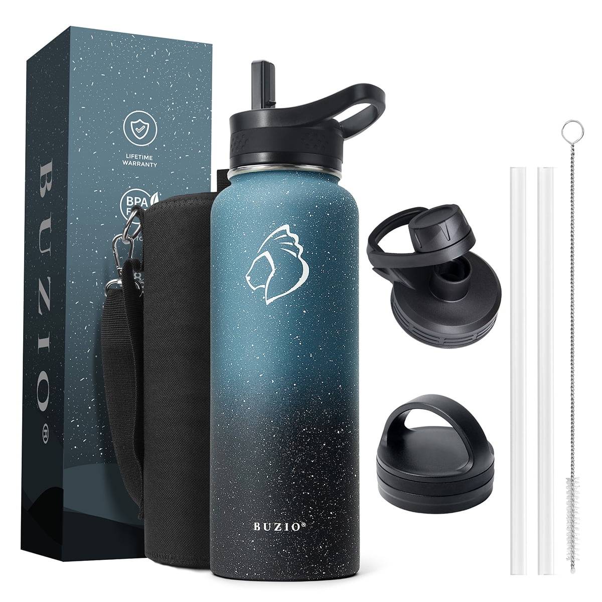 Buzio 40 oz Starry Indigo Stainless Steel Water Bottles with Straw and ...