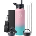 Buzio 40 oz Water Bottle Insulated with Straw & 3 lid and Carrying ...
