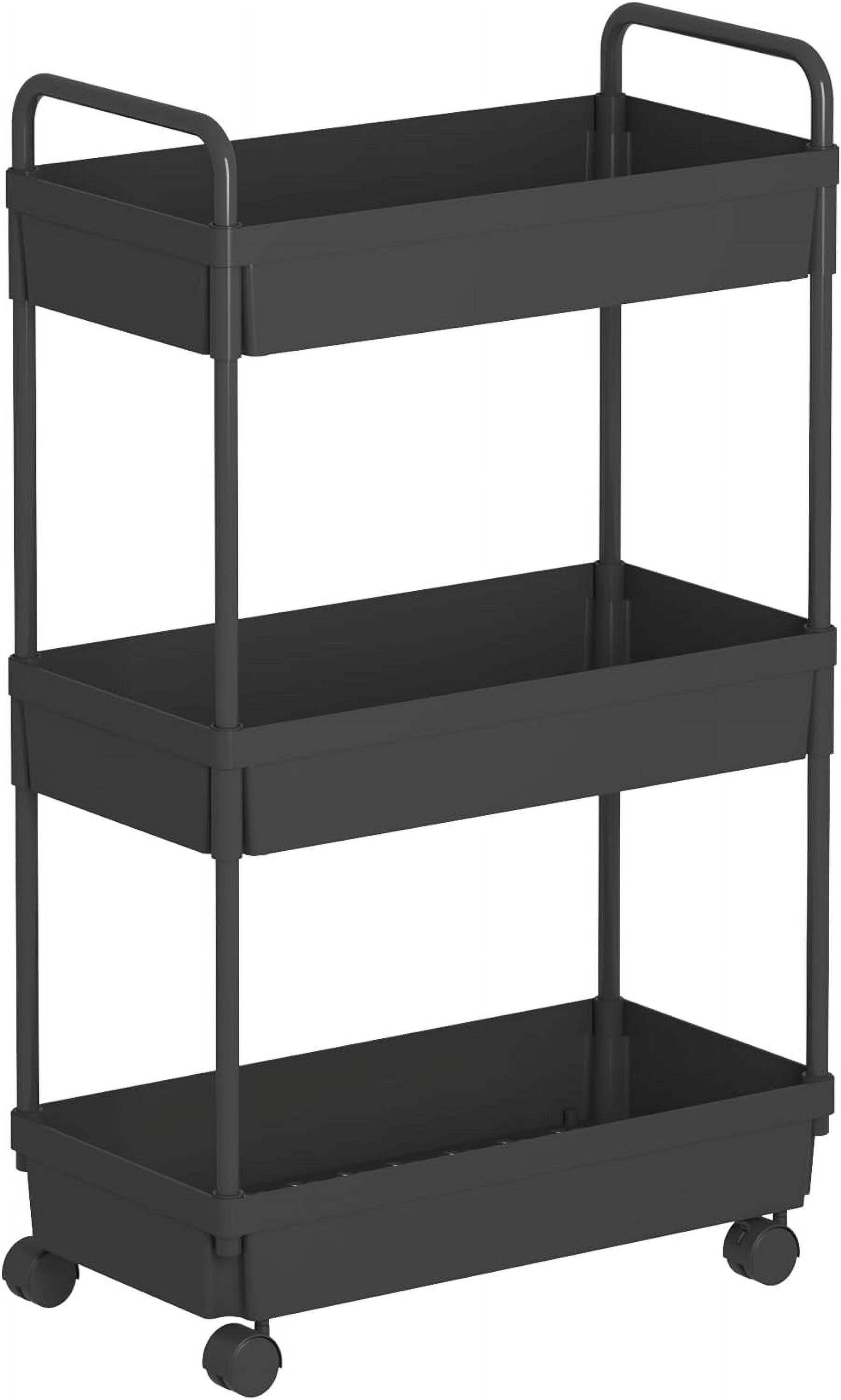 Buzowruil Rolling Storage Cart 3 Tier Organizer Mobile Shelving Unit ...