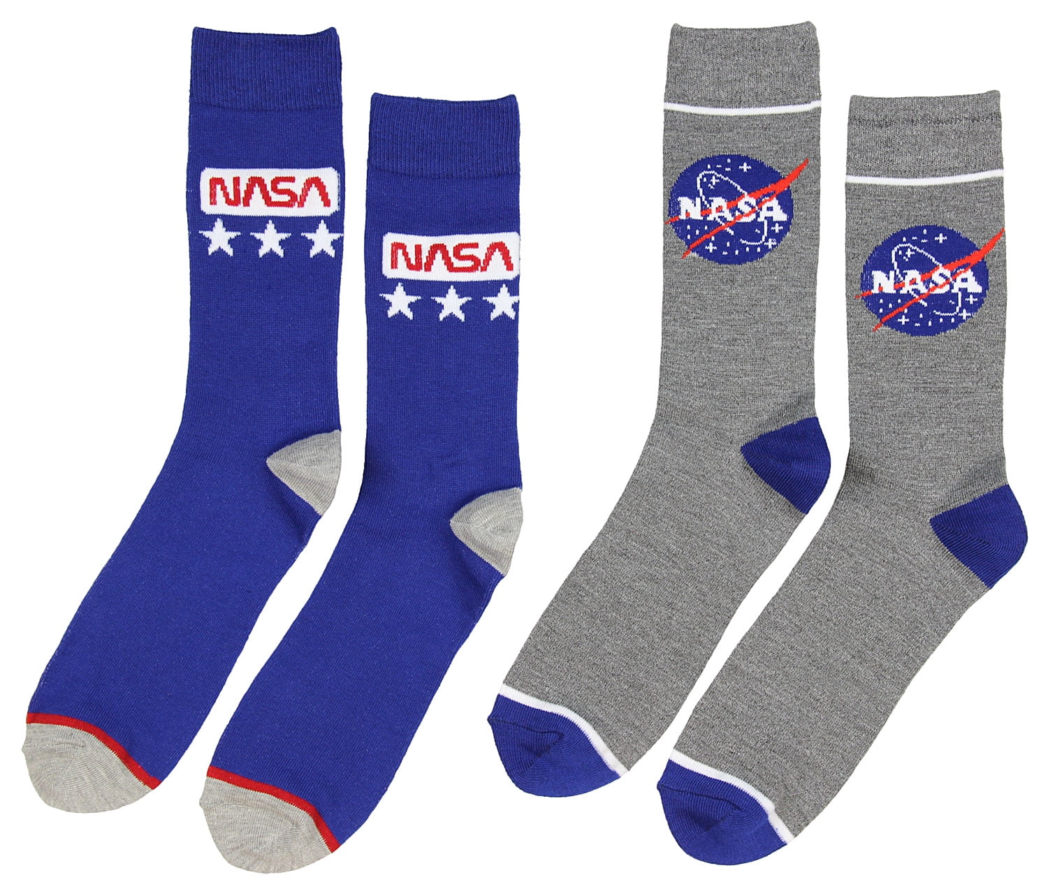 Buzz Aldrin NASA Logo Crew Socks 2 Pair Calf High - Walmart.com