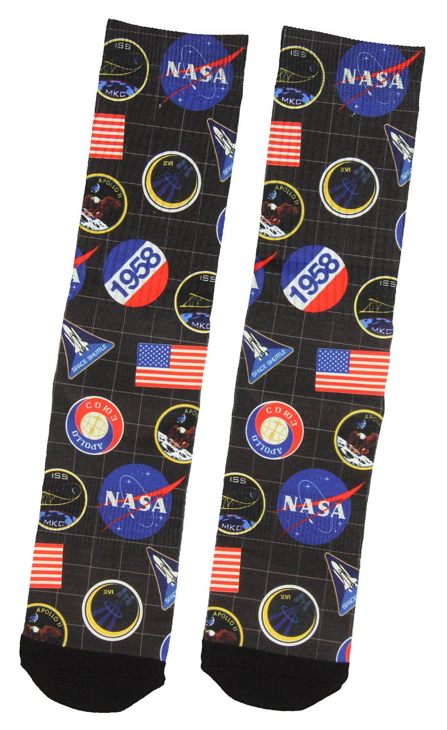Buzz Aldrin's Adult NASA Apollo Space Shuttle 1958 Logo 1 Pair Crew ...