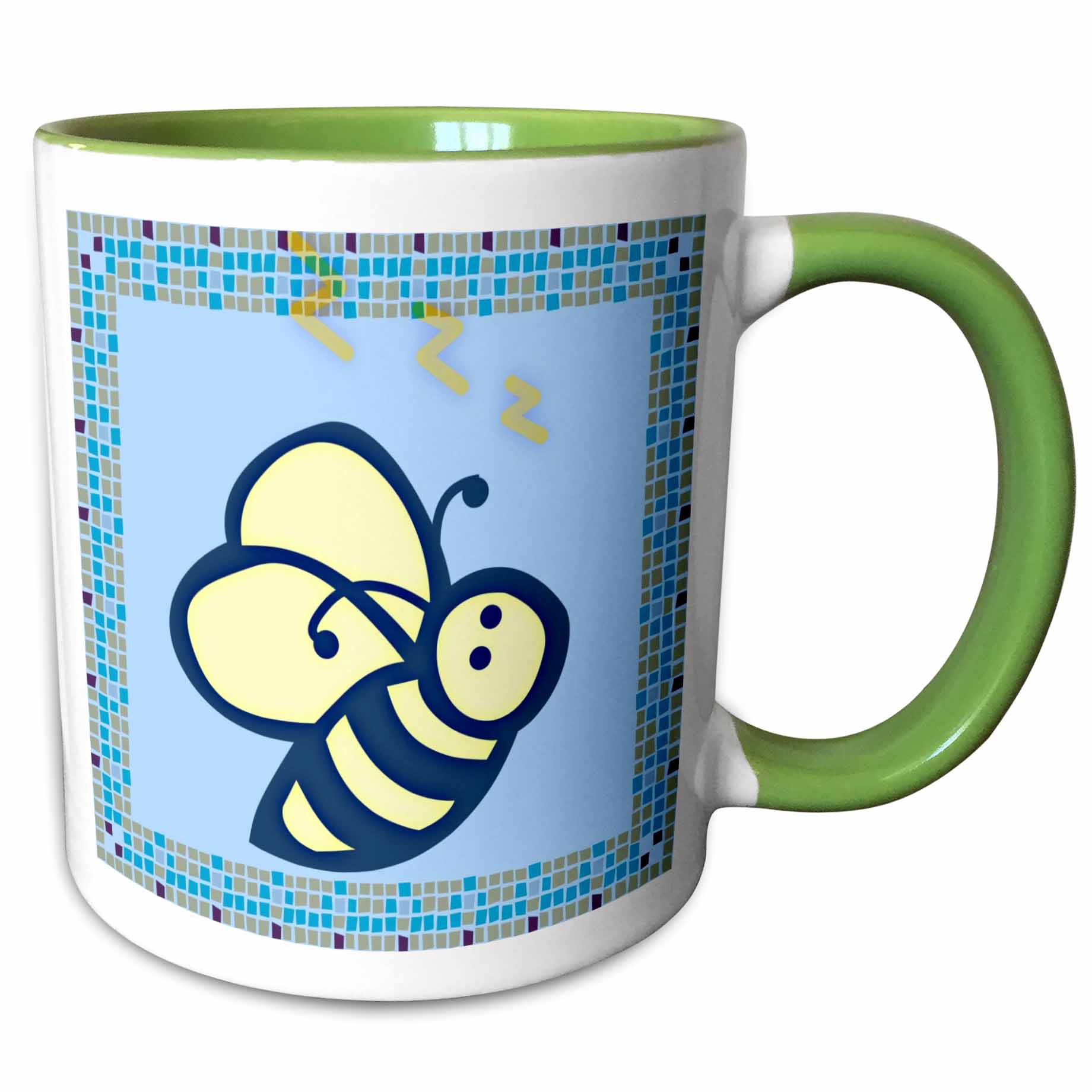 Buzz Bee - Cute Animals - Fun Art 15oz Two-Tone Green Mug mug-54427-12 ...
