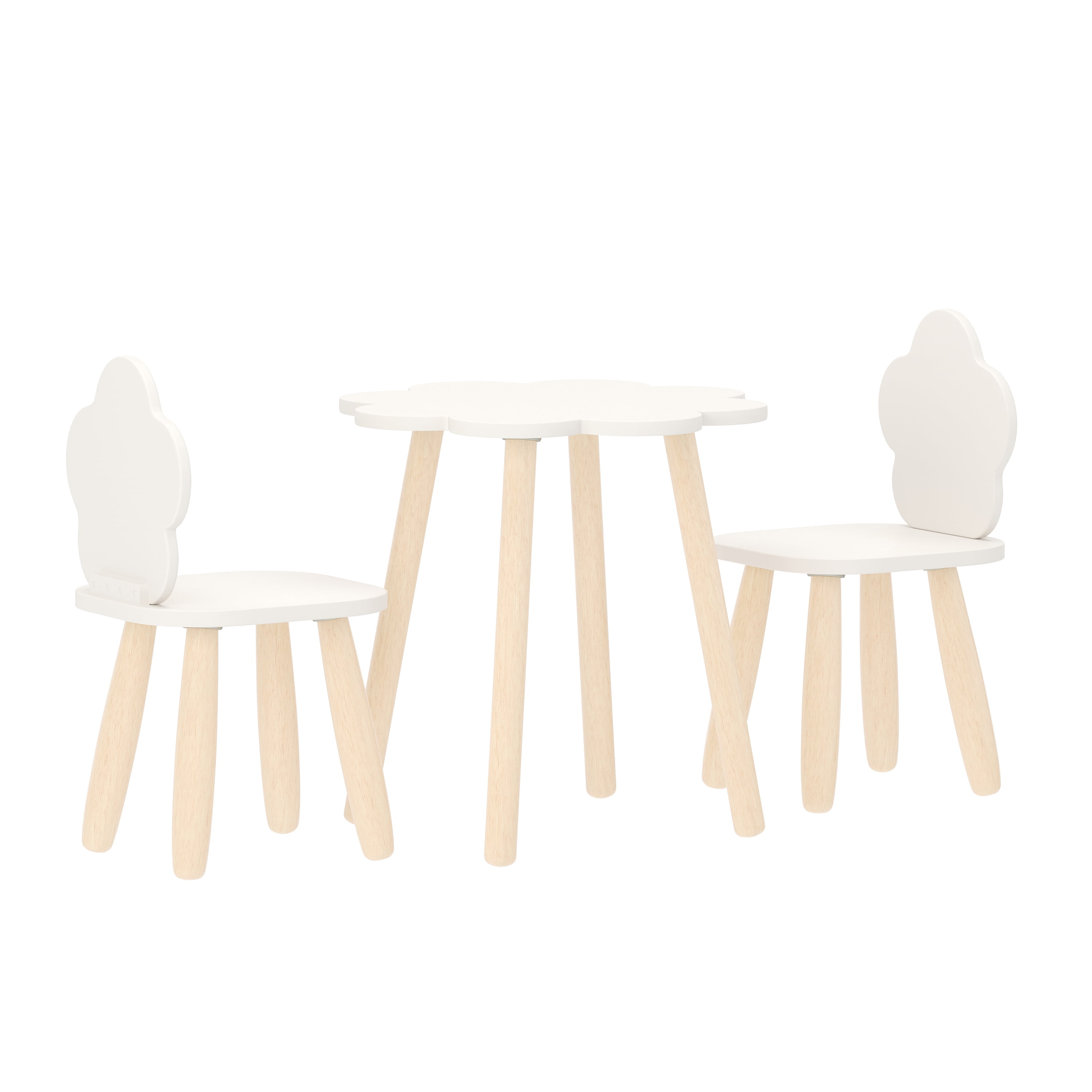 Buzz & Bloom Kids 3-Piece Wooden Cloud-Shaped Table and Chairs Set ...