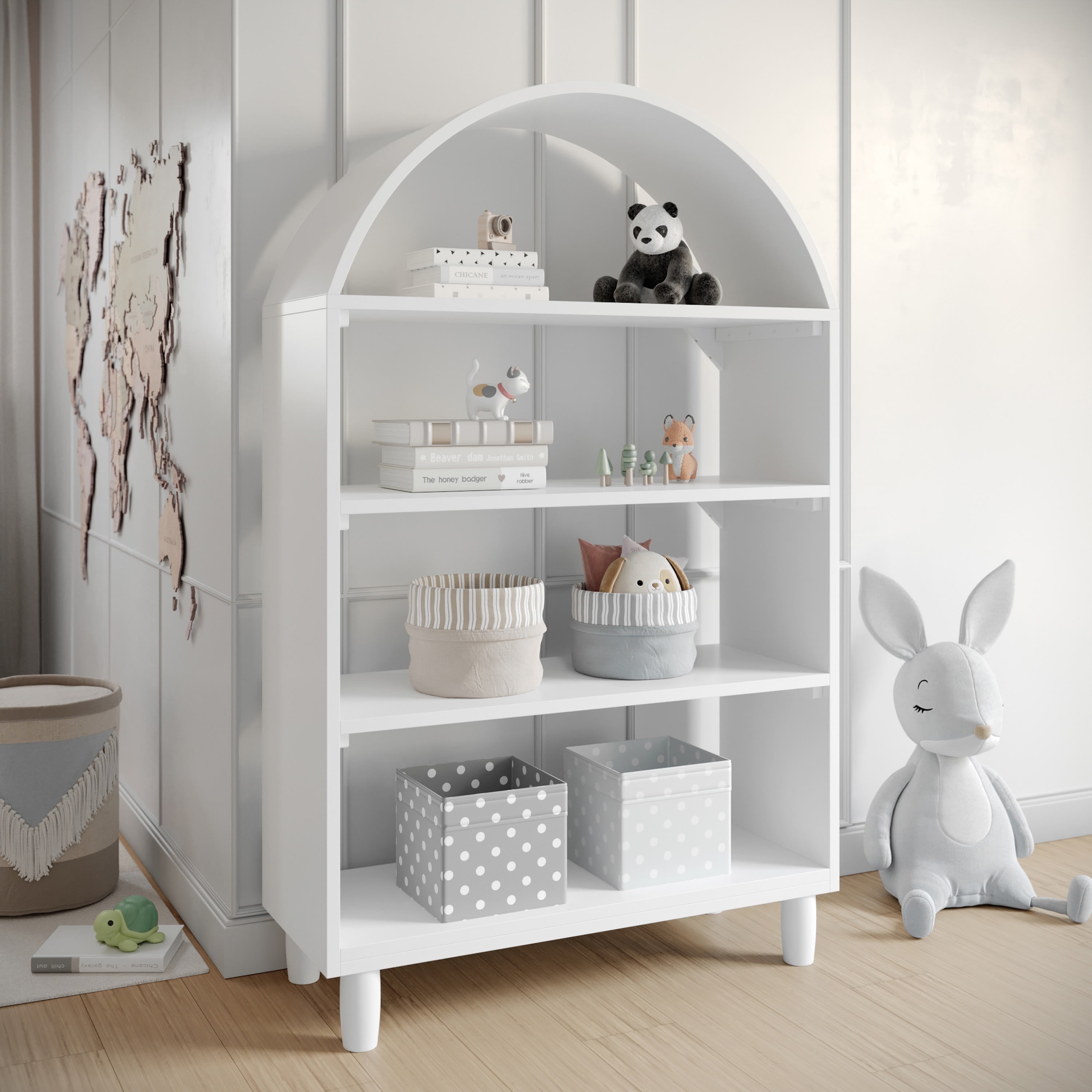 Buzz & Bloom Kids Open-Style Engineered Wood Bookshelf with 4 Shelves ...