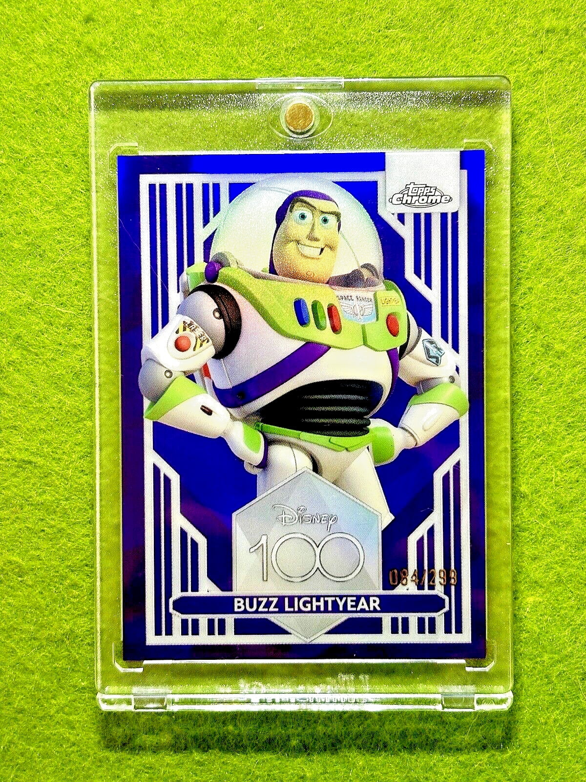Buzz LightYear DISNEY 100 PURPLE REFRACTOR #/299 ToyStory CARD 2023 ...