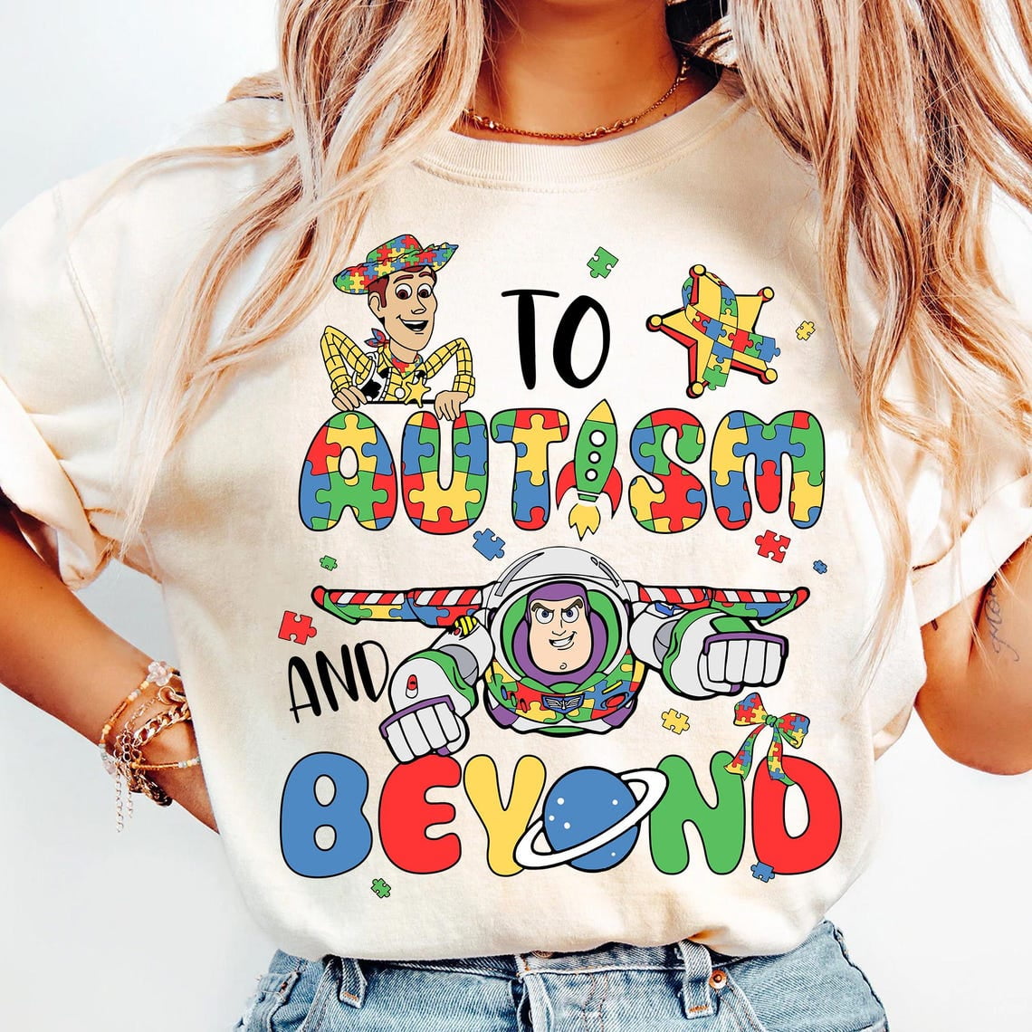 Buzz Lightyear And Woody To Autism And Beyond Shirt, Disney Toy Story ...