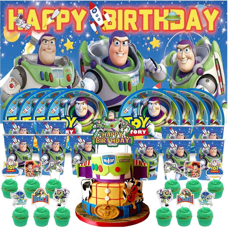 Buzz Lightyear Birthday Cups Party Supplies Decor Backdrop Paper Plates ...