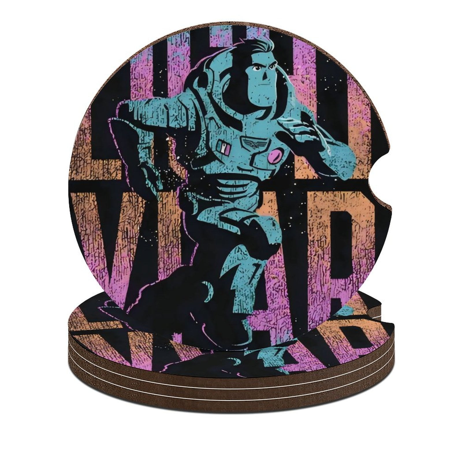 Buzz Lightyear Cartoon car coaster with finger notches and cork base ...