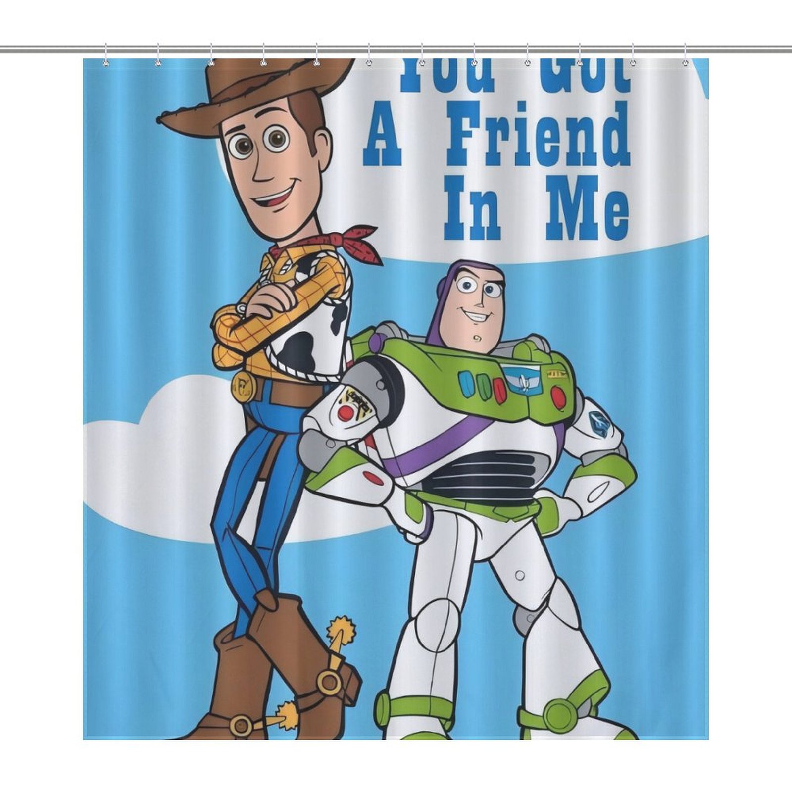 Buzz Lightyear Children's cartoon shower curtain bathroom decoration fabric curtain with hook ...