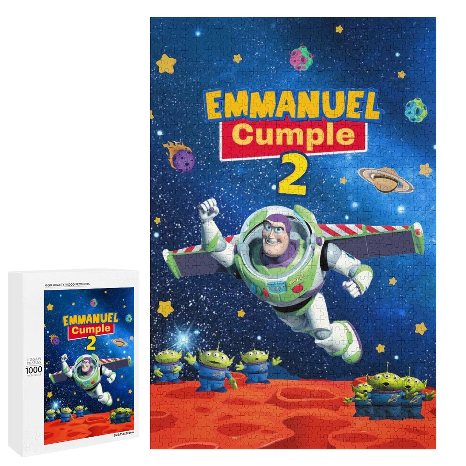 Buzz Lightyear EMMANUEL Cumple Puzzles- 1000 Piece Jigsaw Puzzle for ...