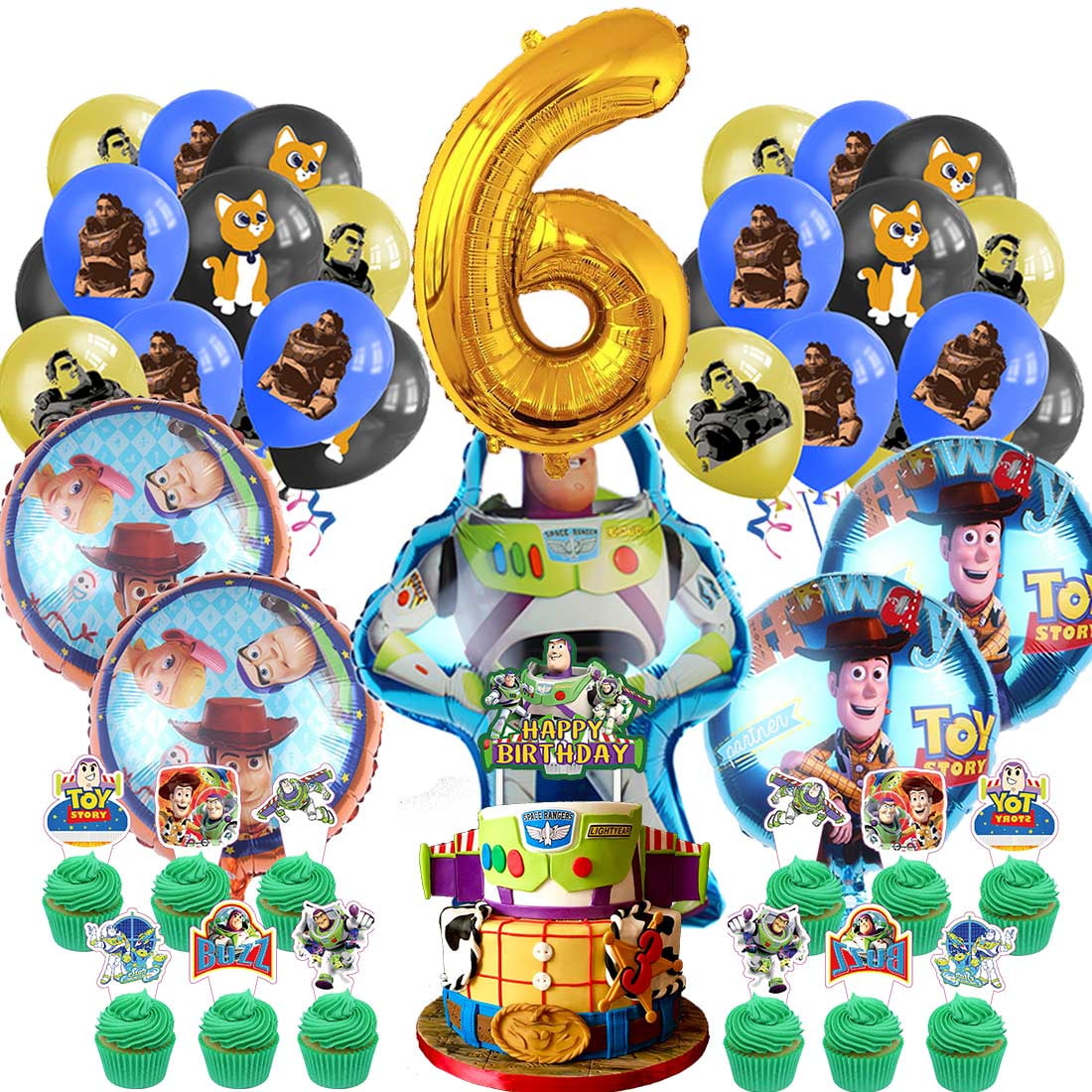 Buzz Lightyear Party Supplies 6th Decor Kit Balloons Birthday Cake ...